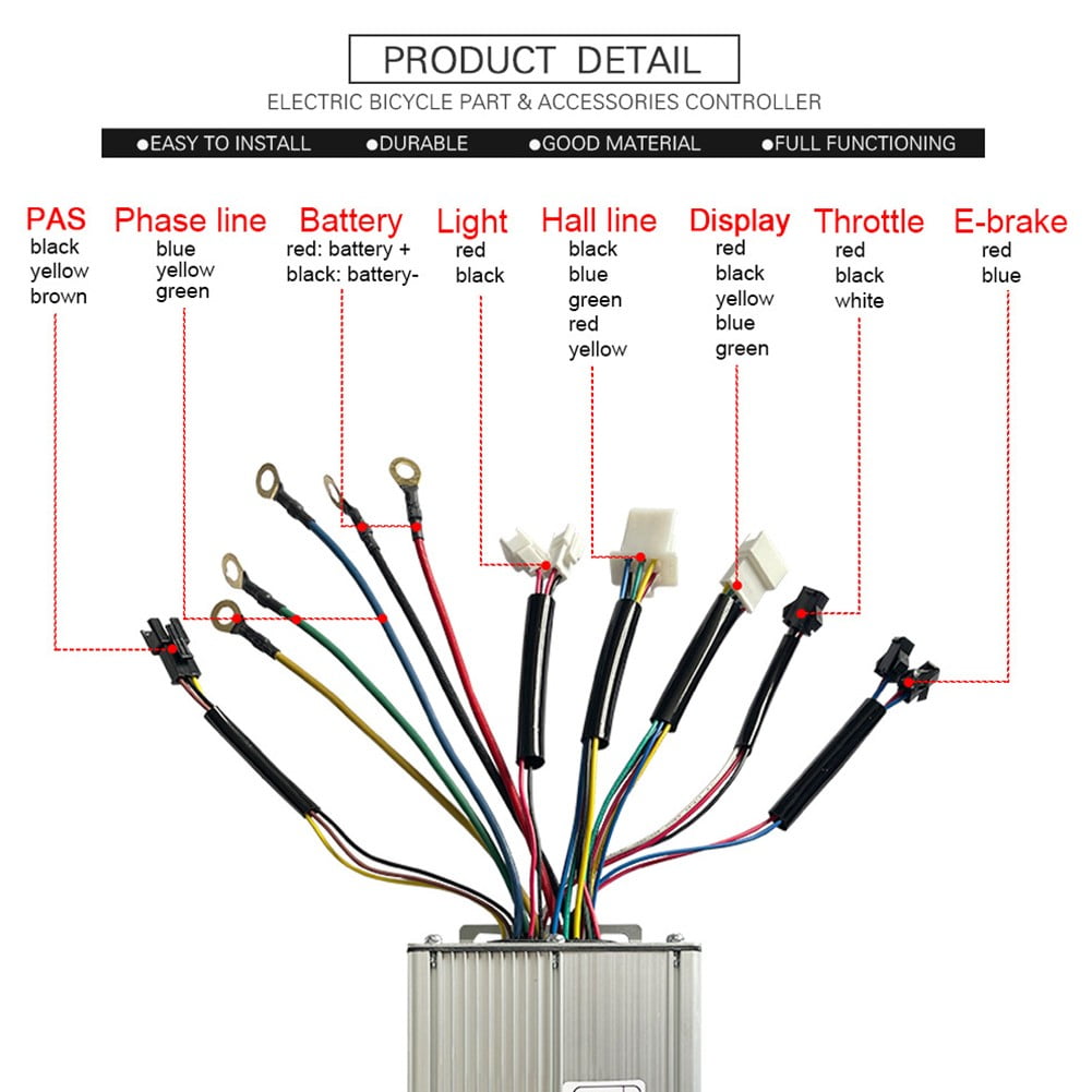 48V For Kt-50A Ebike Square Controller With Light Line For 3000W ...