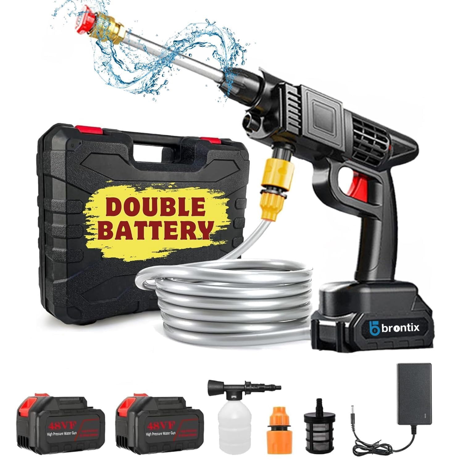 48V Portable Pressure Washer with 12000 mAH6000mAh x 2 Battery6in1 ...