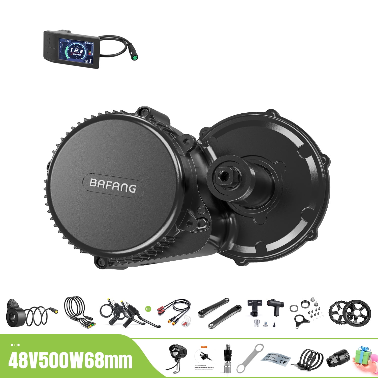 48V500W BAFANG BBS02B Mid Drive Motor Electric Conversion Kit with 500C ...