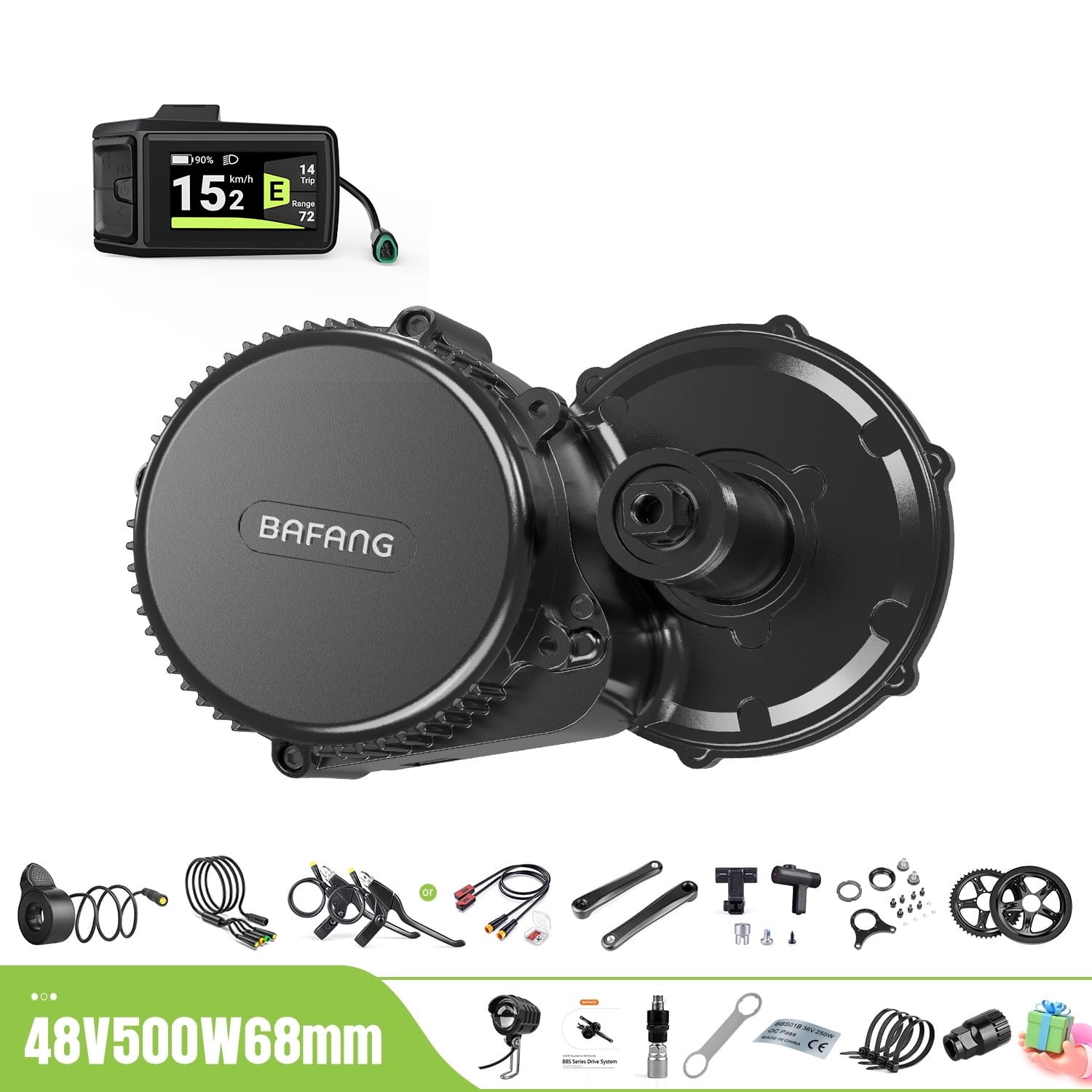 48V500W BAFANG BBS02B Mid Drive Motor Electric Conversion Kit CAN Protocol with DPC080 Display ...