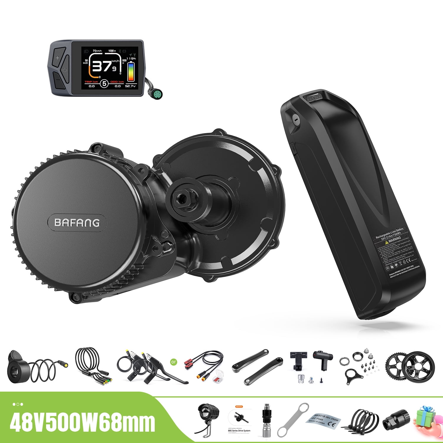 48V500W BAFANG BBS02B Mid Drive Motor Electric Conversion Kit with ...