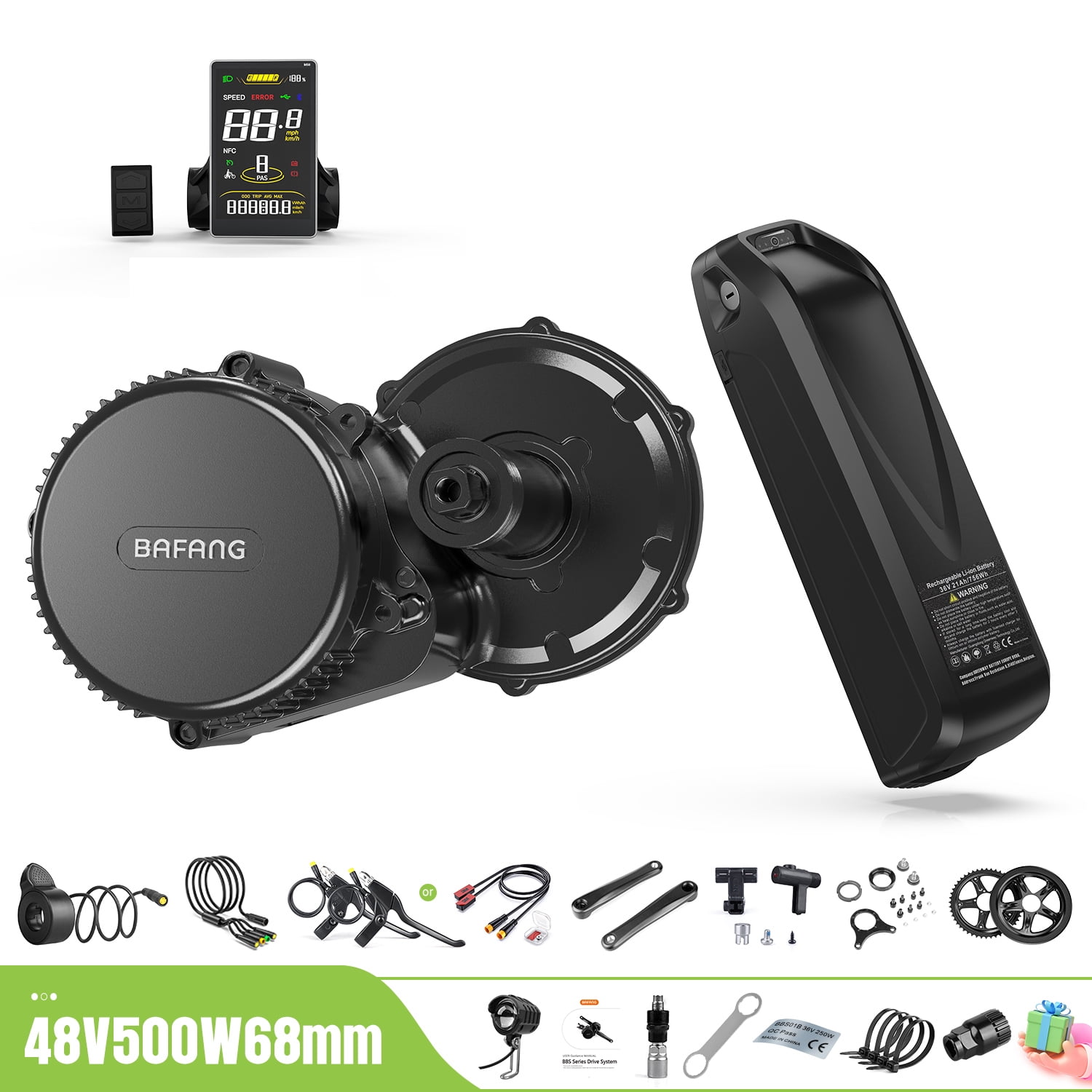 48V500W BAFANG BBS02B Mid Drive Motor Electric Conversion Kit with SW2 ...