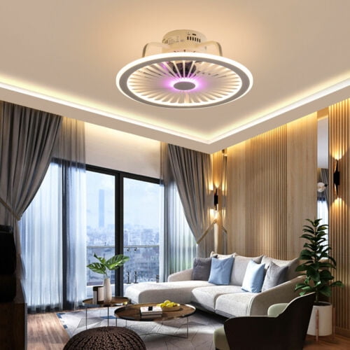 48W Ceiling Fan LED Light Bluetooth Speaker Chandelier Remote 3 Color ...