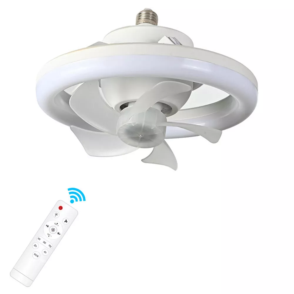 48W Ceiling Fan Light Remote Control Head Shaking E27 Lampholder 3 ...