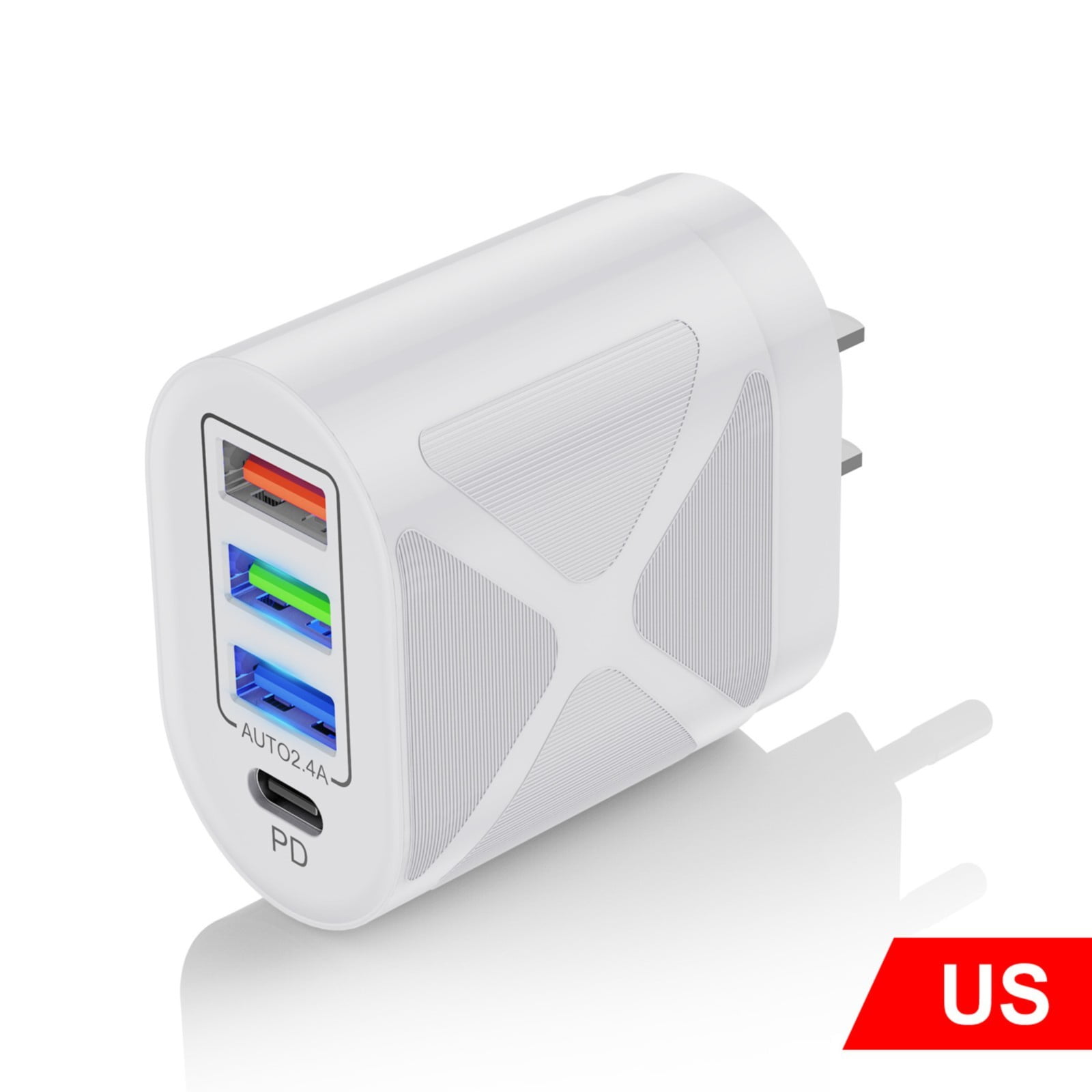 48W USB C Charger 4 Port USB Wall Charger For Smartphones 3USB + Type C ...