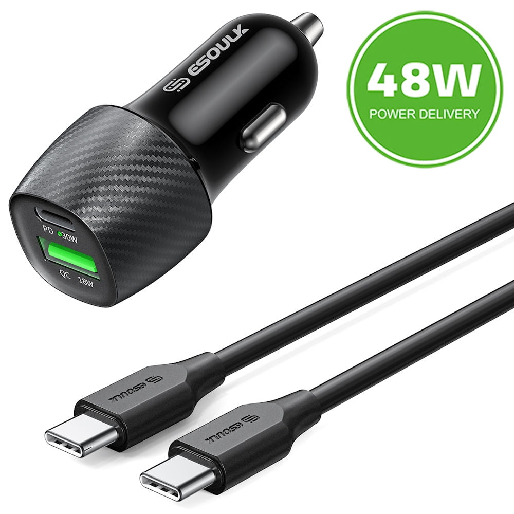 48W USB-C PD Power Delivery + USB-A Quick Charge 3.0 Car Charger + USB ...