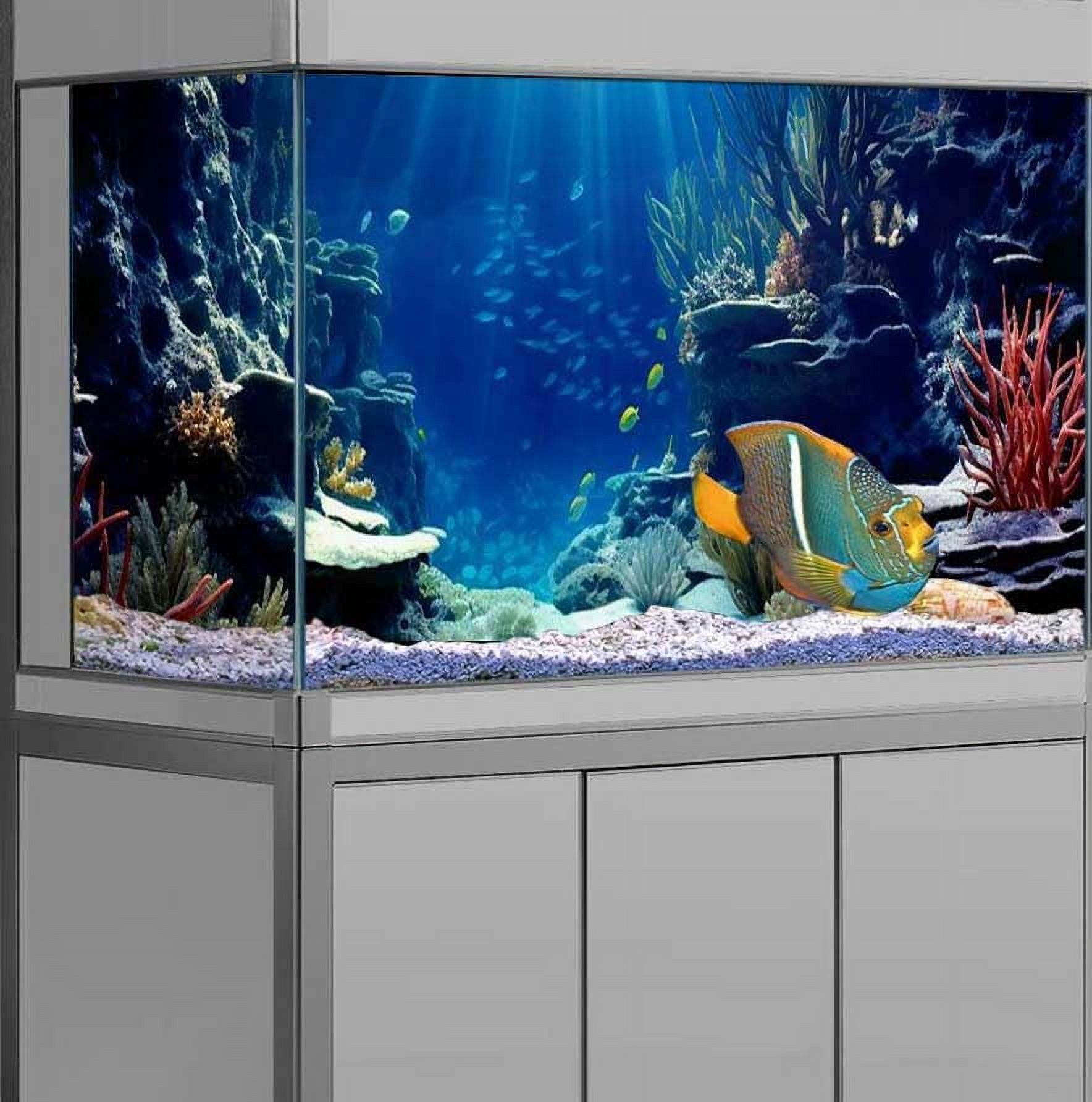 48X20IN Blue Sea Floor Aquarium Background, Natural Underwater World 3D ...