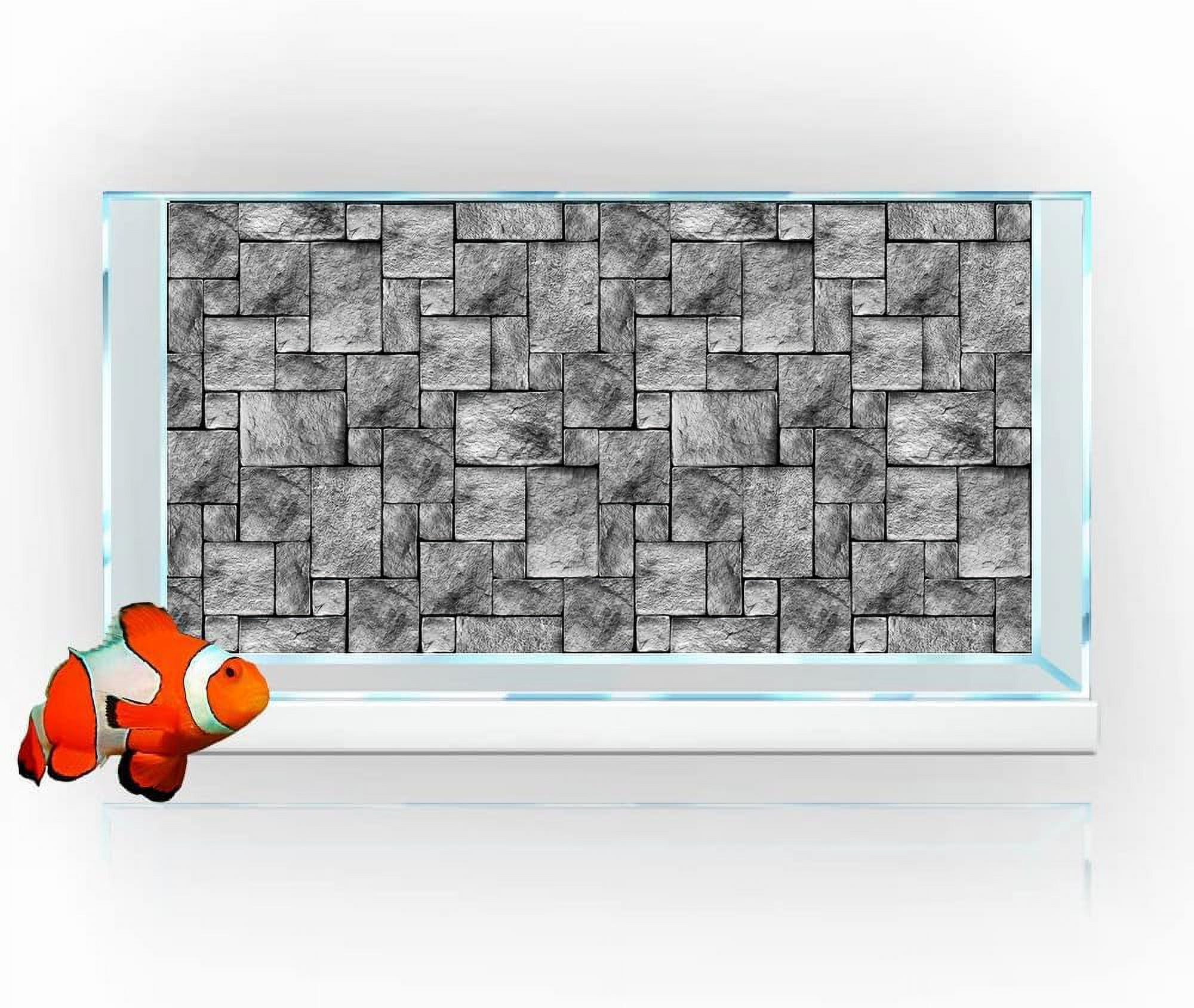 48X20IN Brick Wall Stone Decor Aquarium Background, Black Brick Wall ...