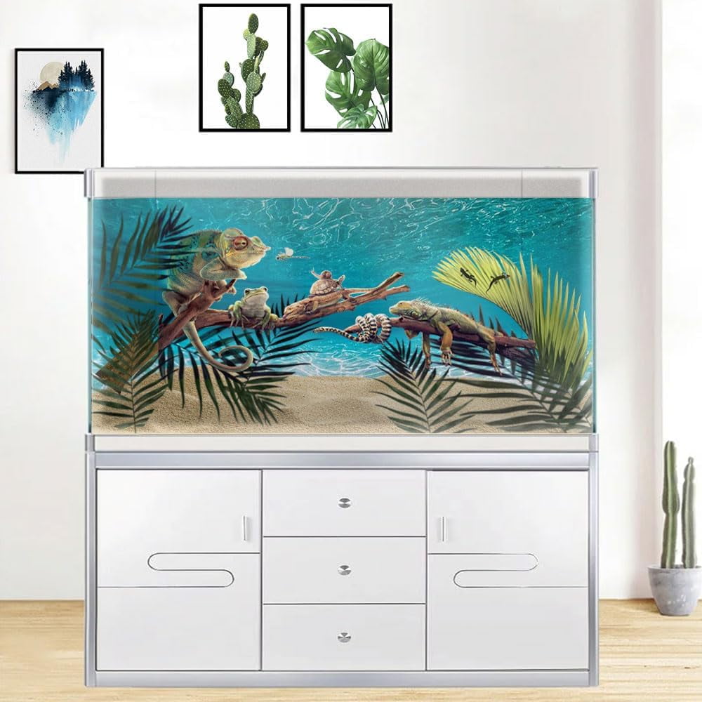 48X20IN Natural Undersea Aquarium Background, Undersea Beach Fish Tank ...