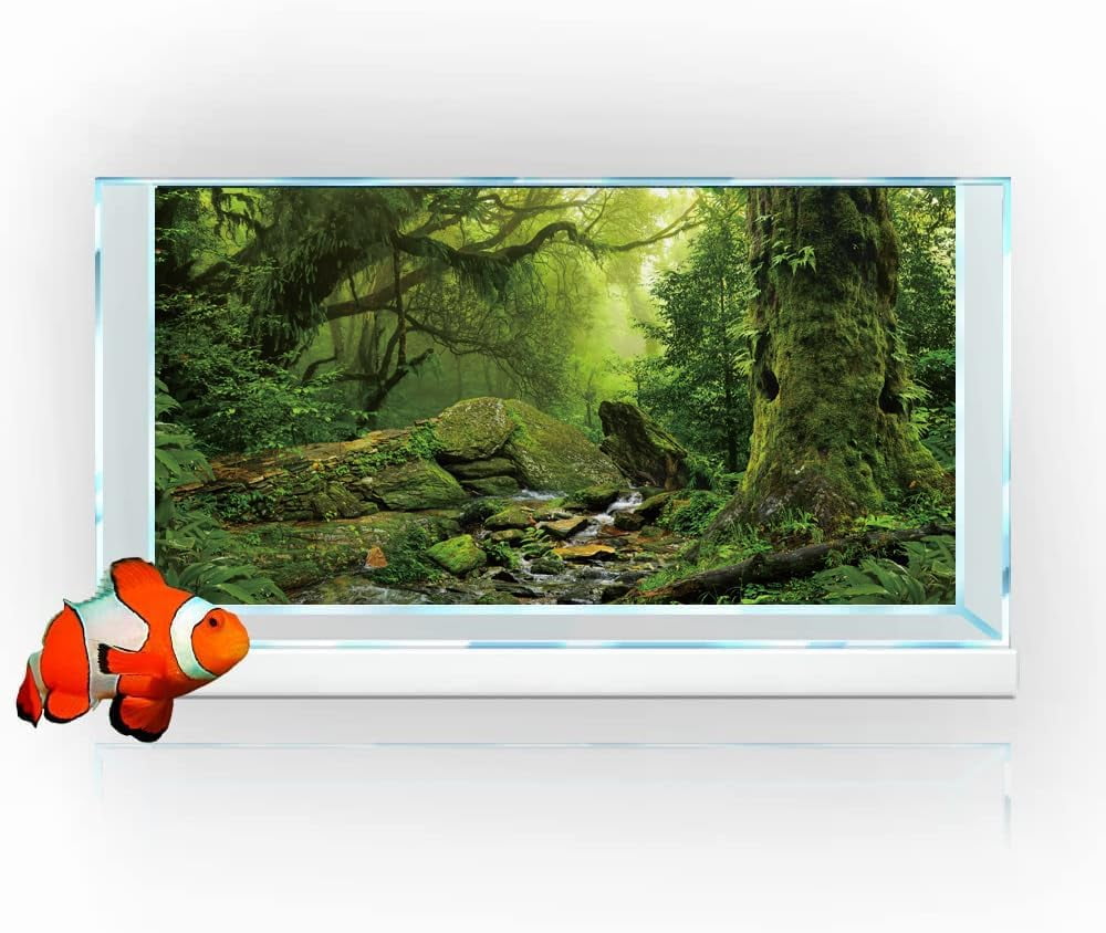 48X20IN Tropical Forest Decor Aquarium Background, Green Natural orest ...