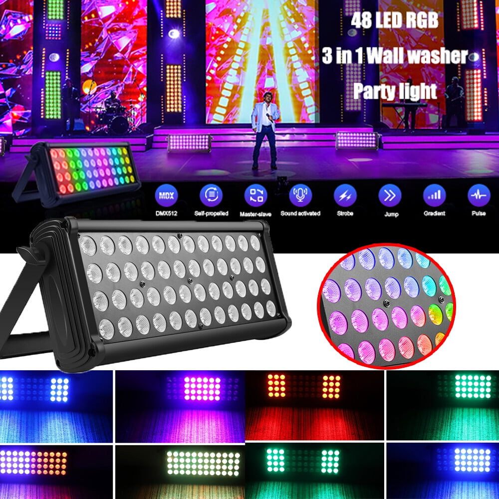 48X4W RGB Wall Wash Light Bar 48LED DMX Party Disco Stage DJ Beam Light ...