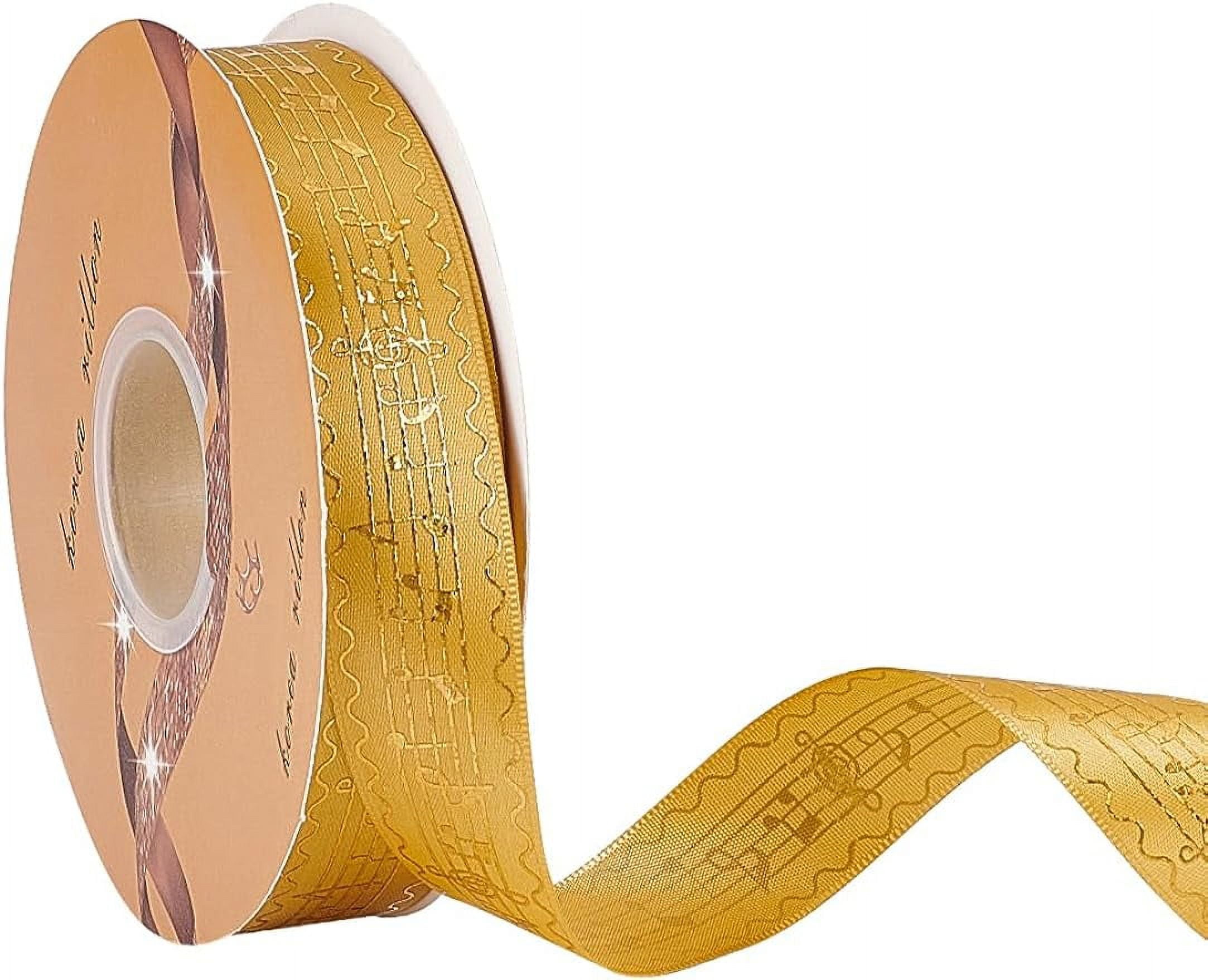 48Yards Musical Note Ribbon Gold Polyester Musical Notes Craft Ribbon ...