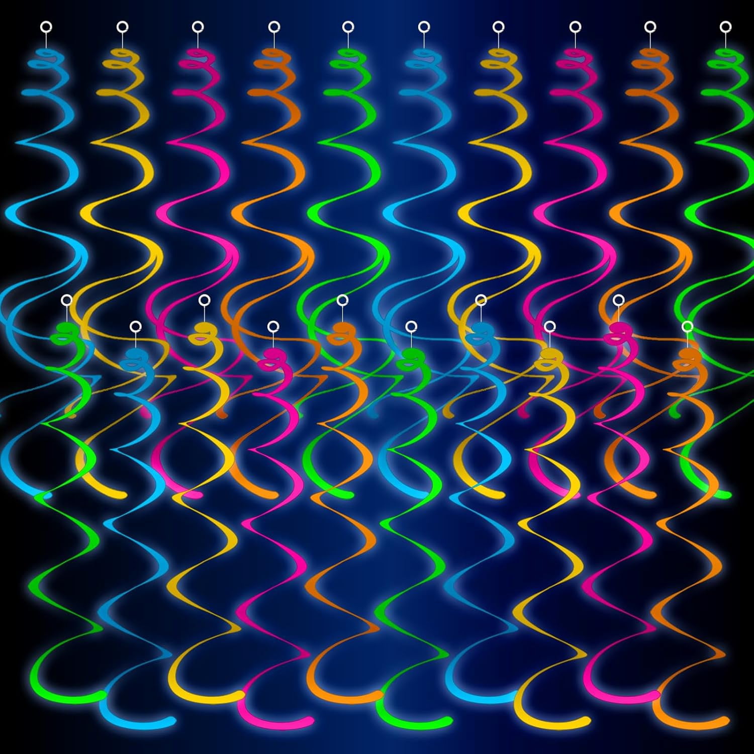 48ct Fluorescent Neon Hanging Swirl Decorations, 5-Color Paper Swirls ...