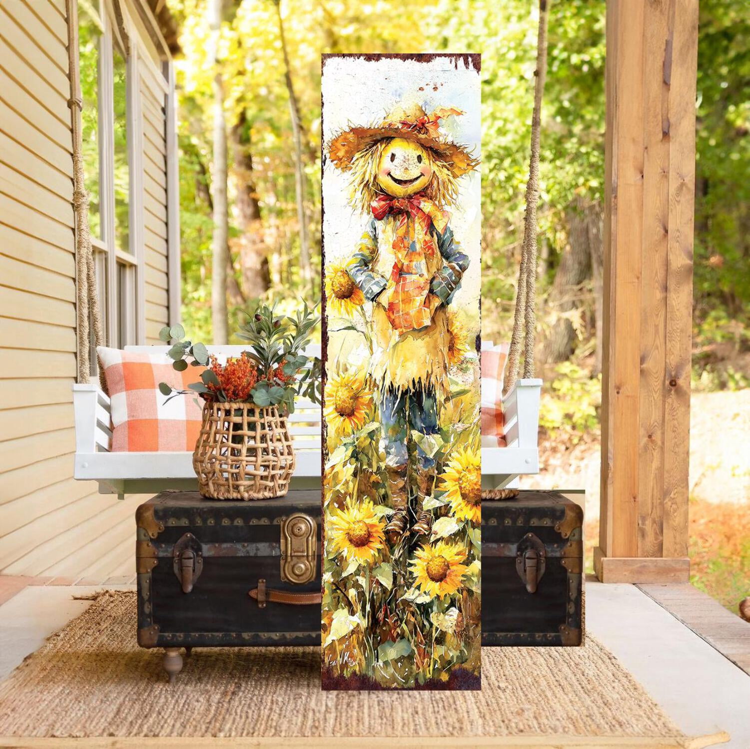 48in Fall Scarecrow Porch Sign - Fall Plaque Front Porch with Autumn ...