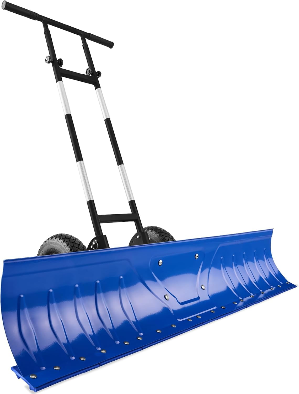 48in Heavy-Duty 2-Wheel Snow Pusher Hand Plow for Snow Removal w/Wheels ...