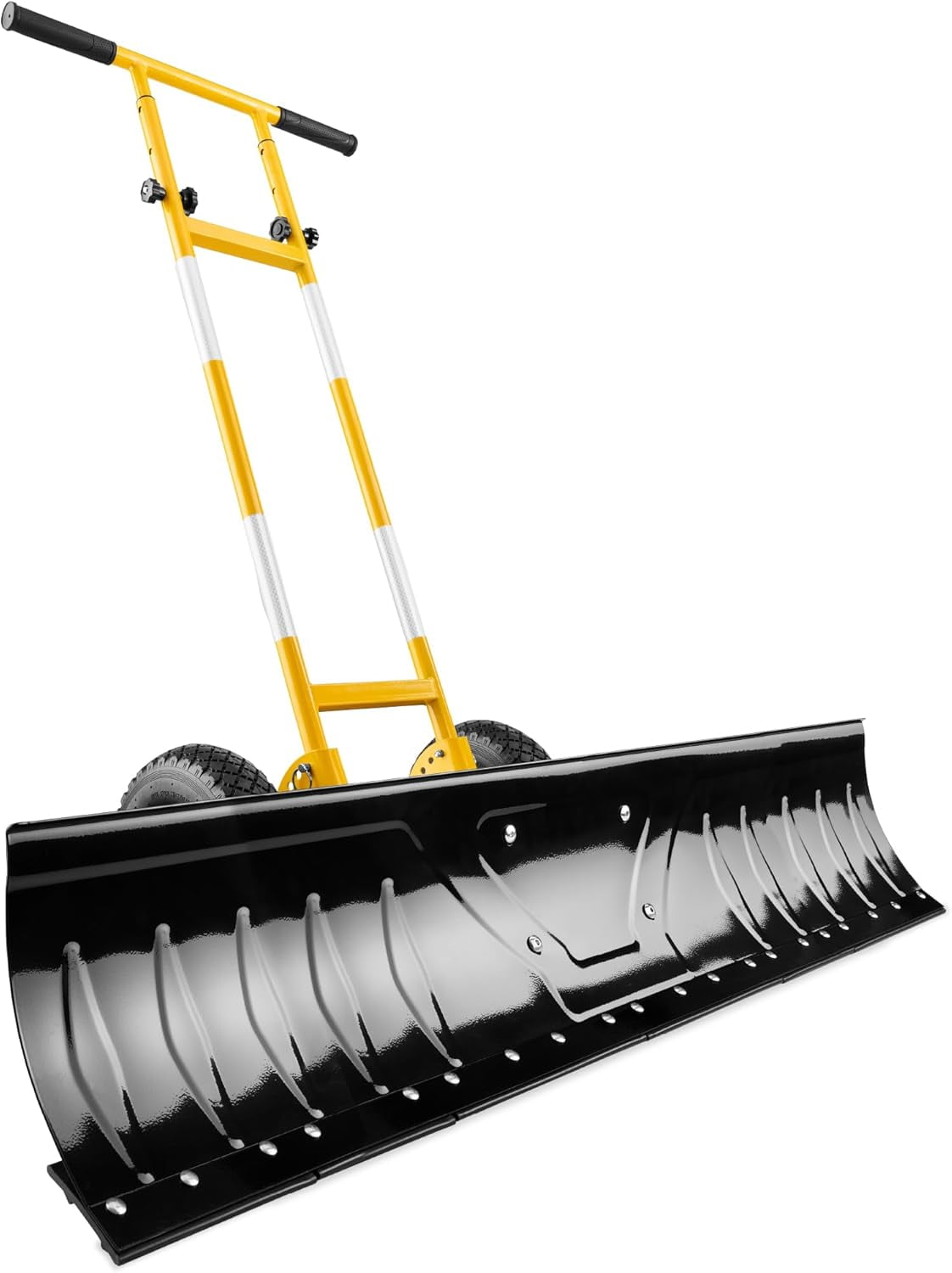 48in Heavy-Duty 2-Wheel Snow Pusher Hand Plow for Snow Removal w/Wheels ...
