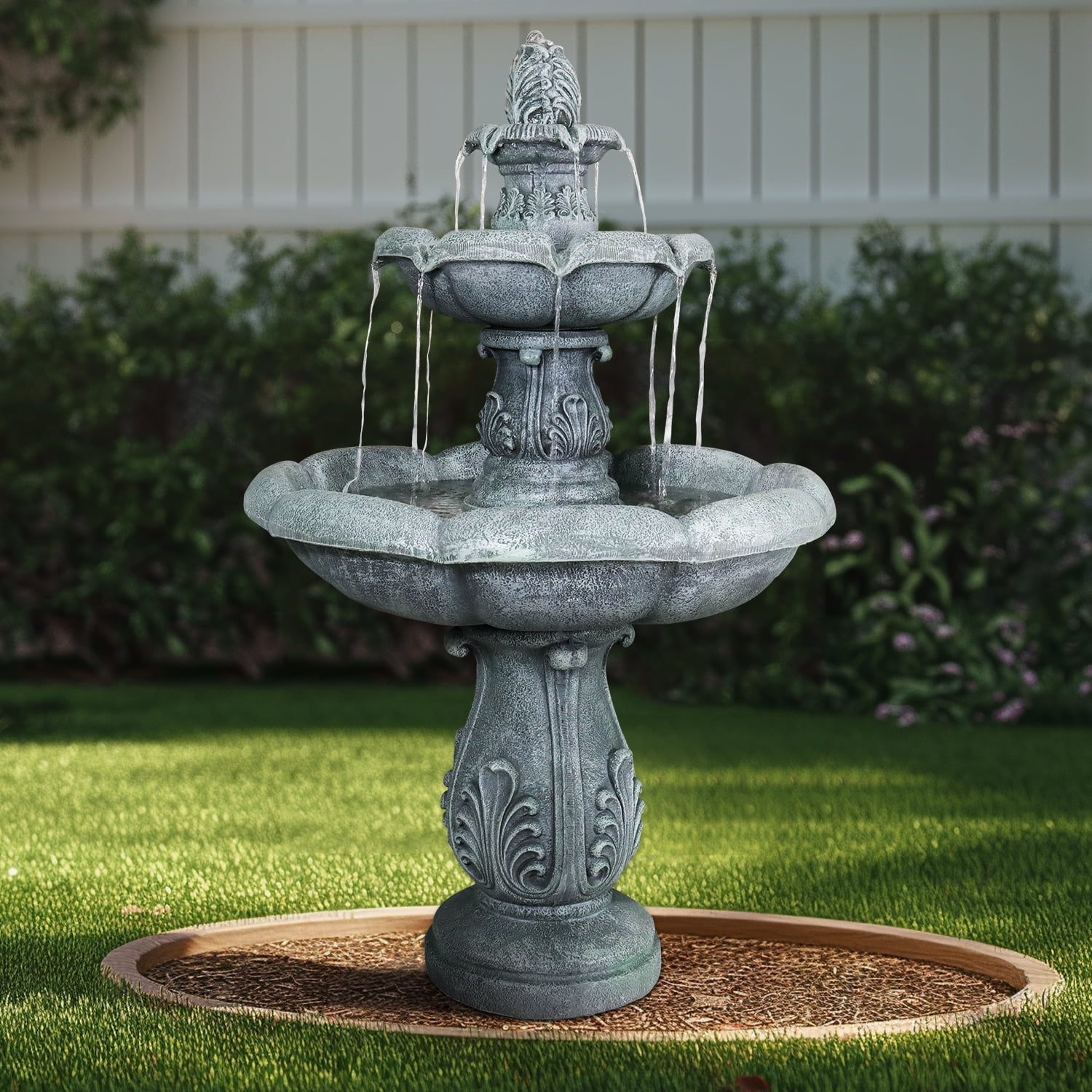 48in High Outdoor Three-Tier Water Fountain with Water Pump for Gardens ...