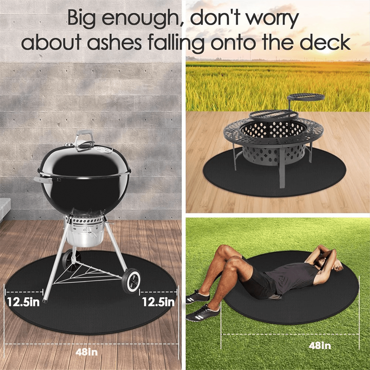 48in Round Fire Pit Mat for Stove Bonfire,Grill Fireproof Under Grill ...
