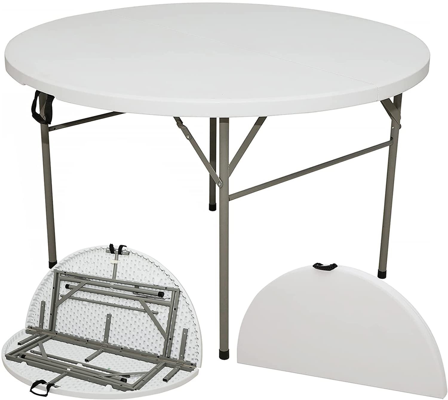 48in Round Folding Table, 4FT Heavy Duty HDPE Portable Round Table ...