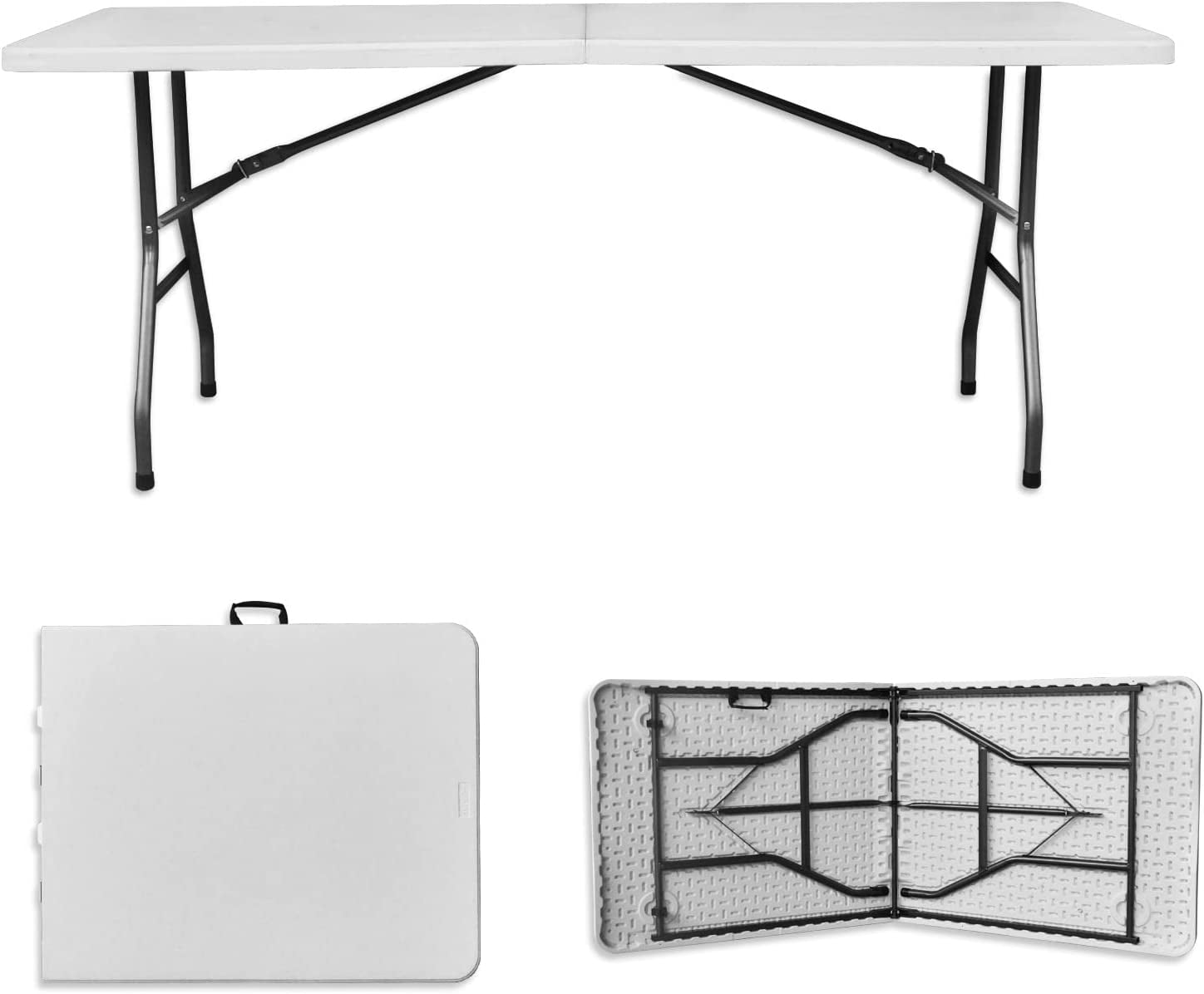 48in Round Folding Table, 4FT Heavy Duty HDPE Portable Round Table ...