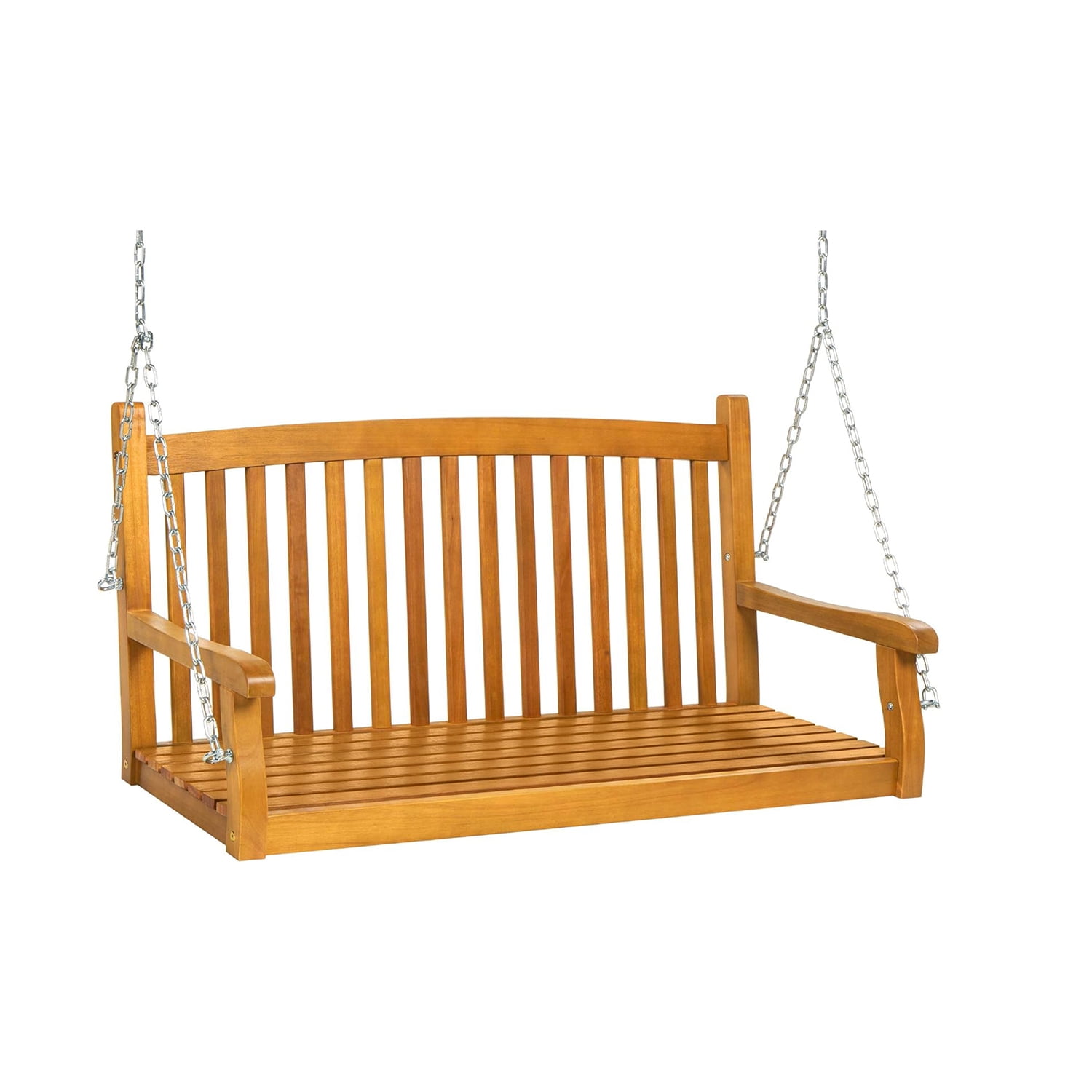 48in Wood Porch Swing, Outdoor Patio Hanging Bench Chair with Mounting ...