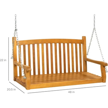 Free Shipping! Costway 2-Seat Porch Swing Bench Acacia Wood Chair with ...