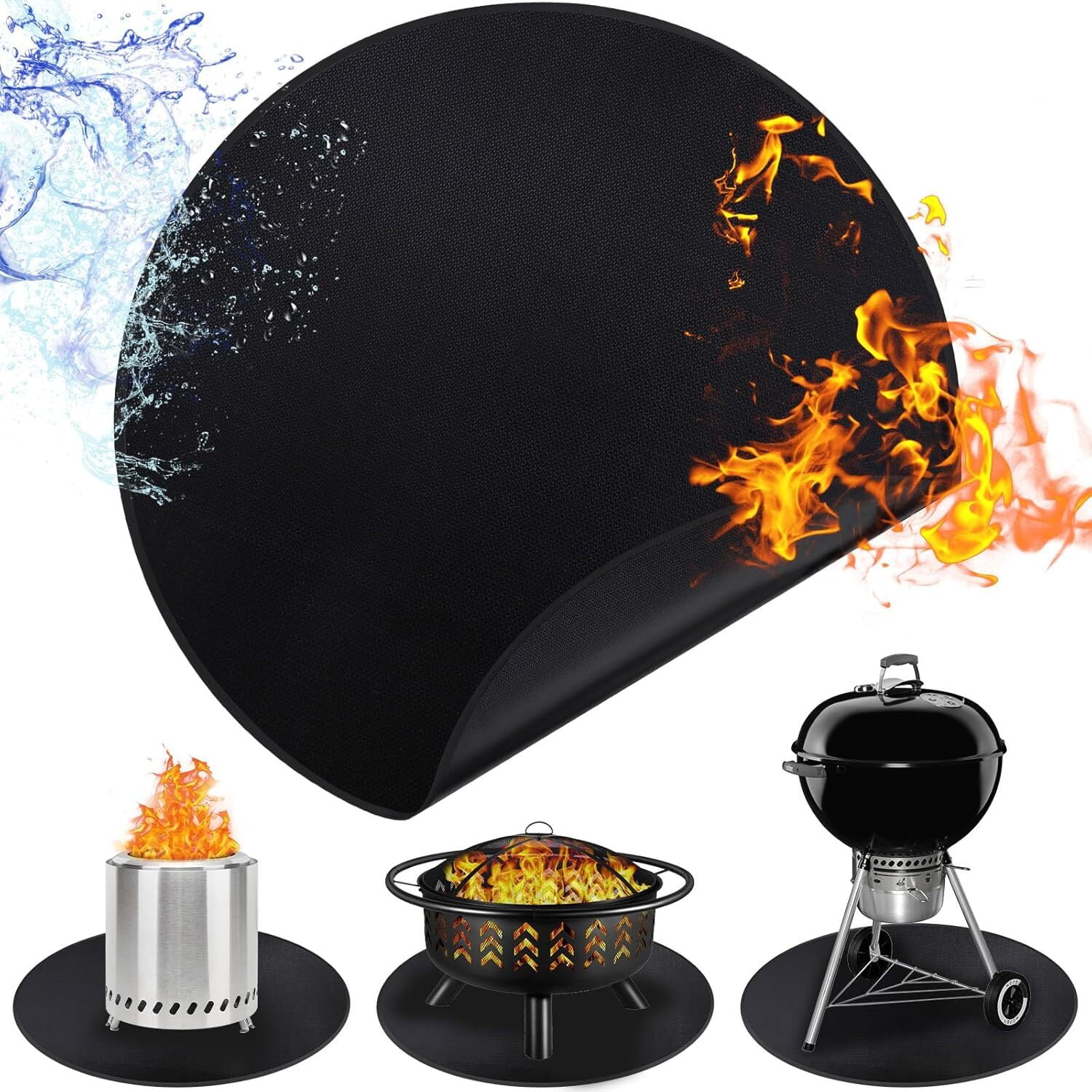 48inch Under Grill Mats for Outdoor Grill, Double-Sided Fireproof Deck ...