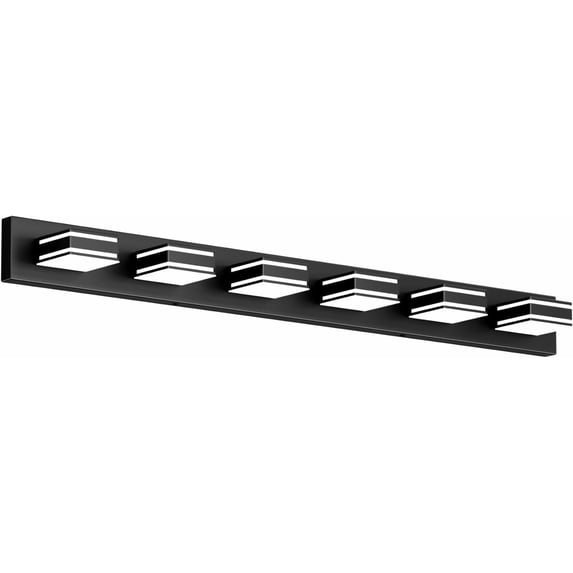 48inch Modern Vanity Light for Bathroom 6-Light Modern Matte Black ...