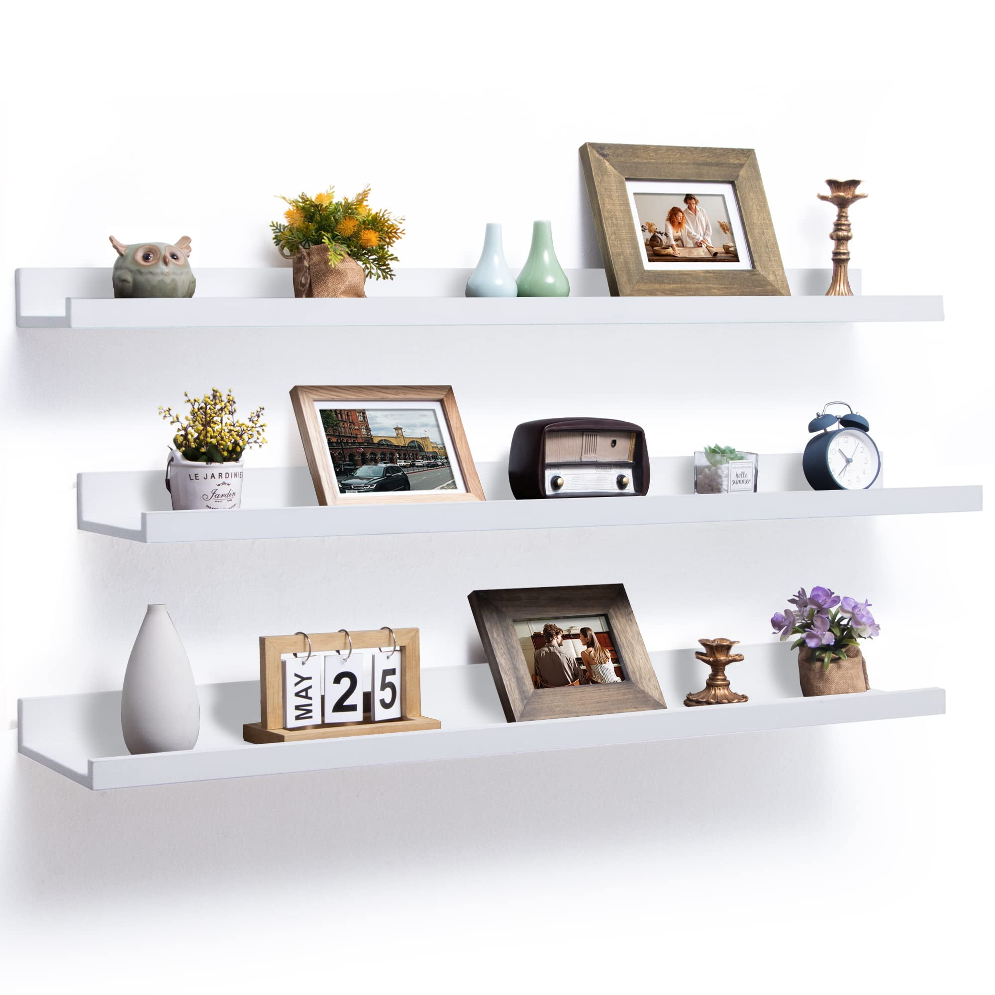 48inch Picture Ledge Shelf, Floating Shelves Wall Mounted Set of 3 ...