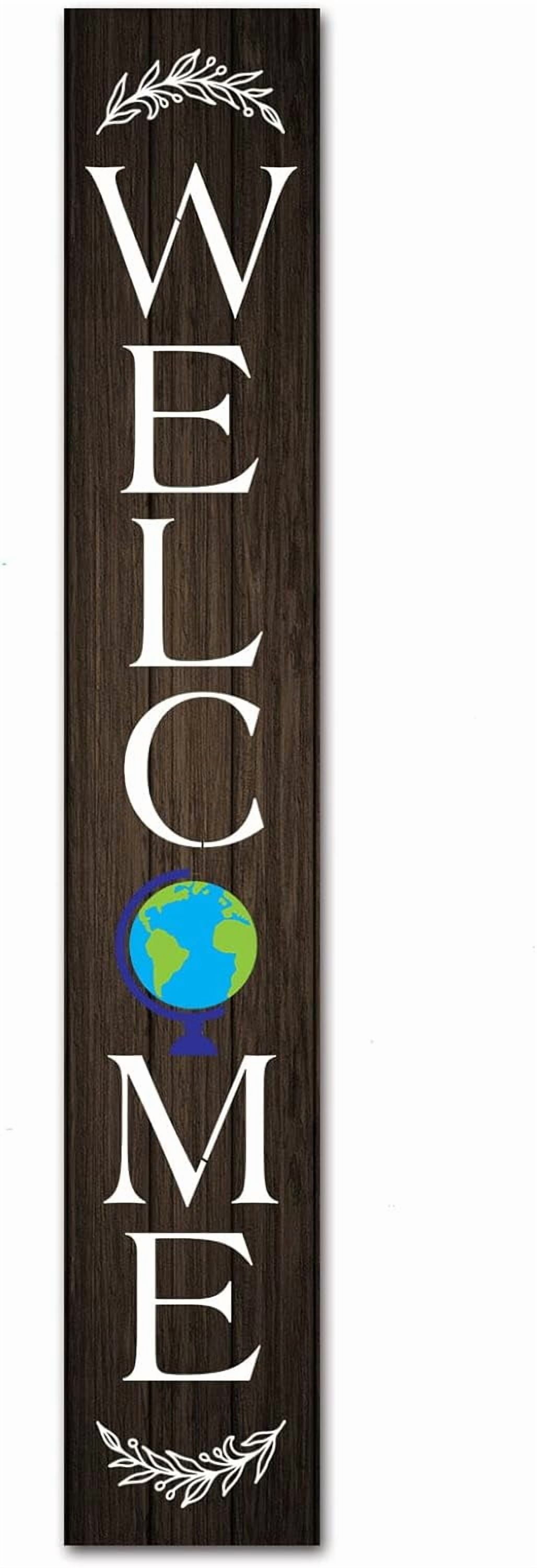 (48inx8in) Tall Welcome Signs Vertical for Front Porch Standing Hanging ...