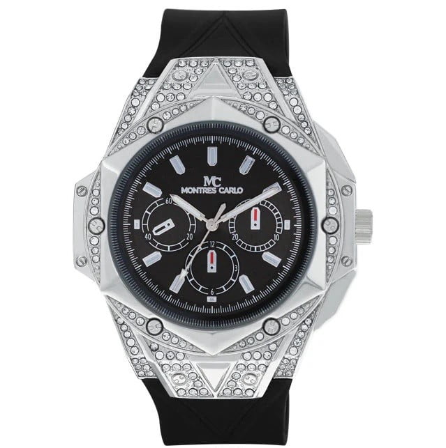 48mm Montres Carlo Cubic Zirconia Stones Dress Luxury Wrist Men's ...