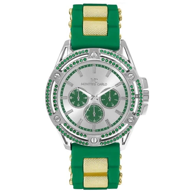 48mm Montres Carlo Men's Fashion Sport Stones Silicone Band Luxury ...
