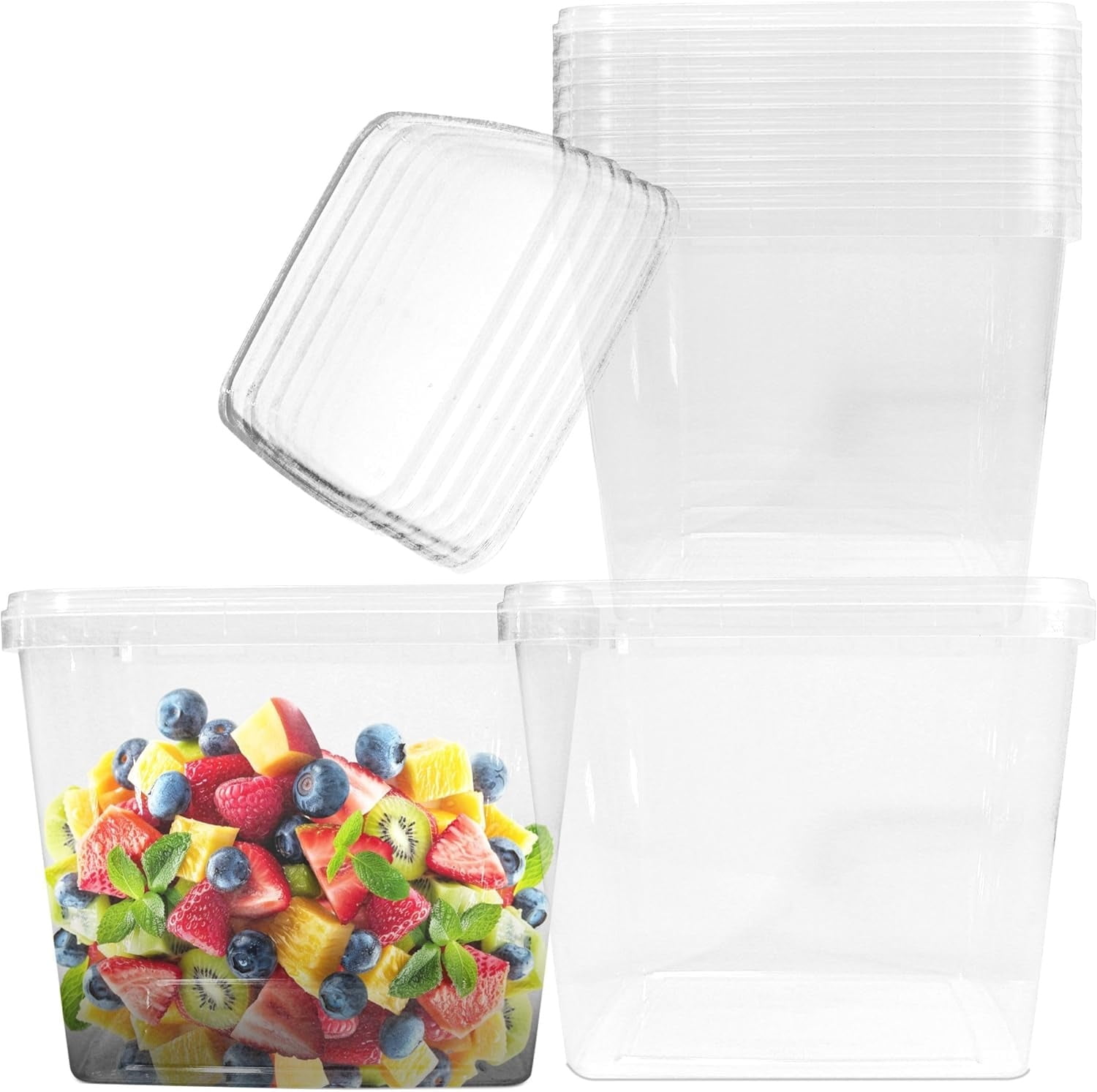 48 oz Square Clear Stackable Deli Containers with Airtight Tamper-Proof ...