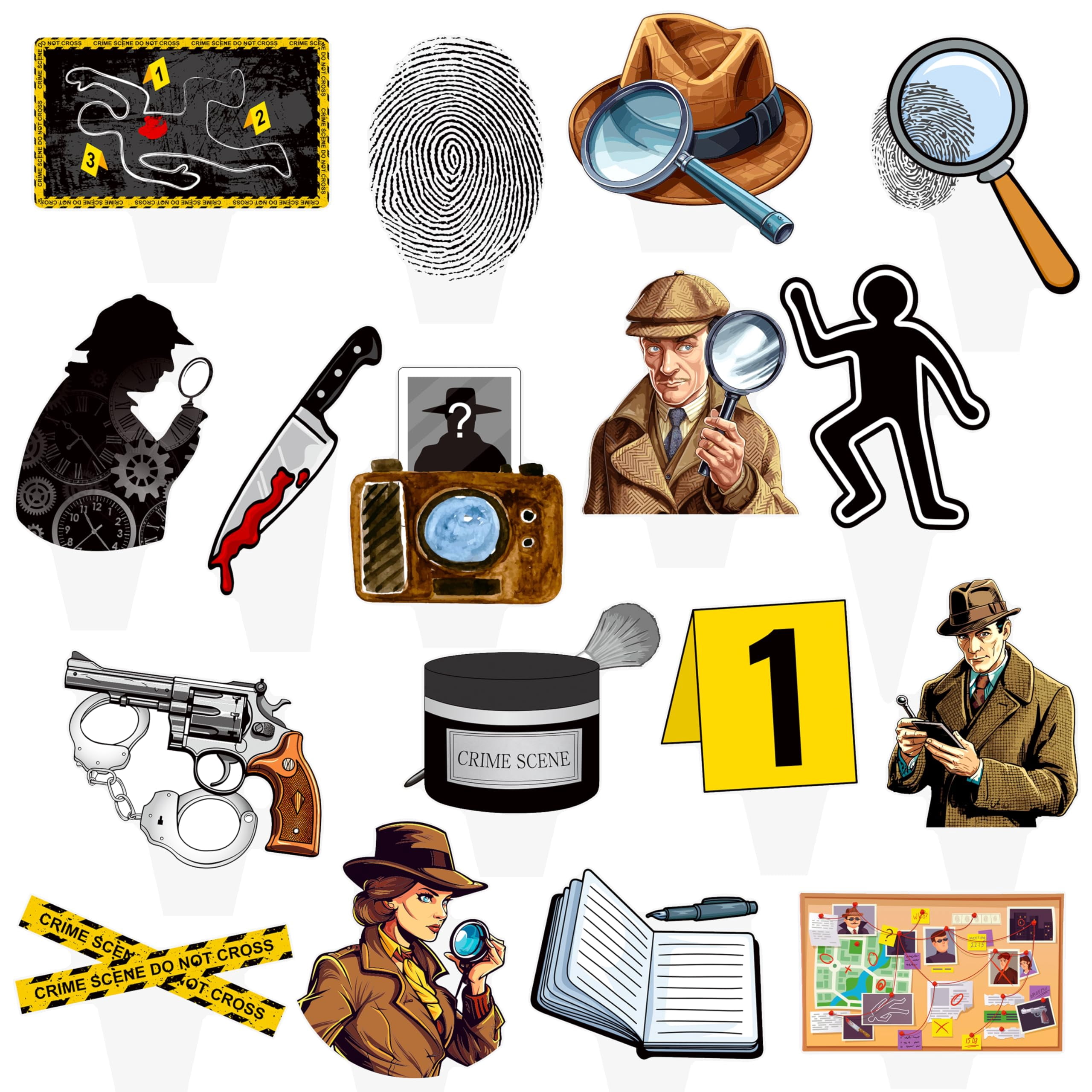 48pc Detective Cupcake Toppers - Mystery & MDH1Spy Themed Dessert ...
