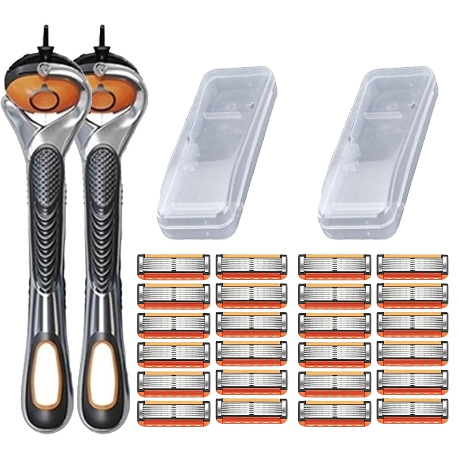 48pc Razor Blade Refill Set with Free Handle - Ultra Sharp Stainless ...