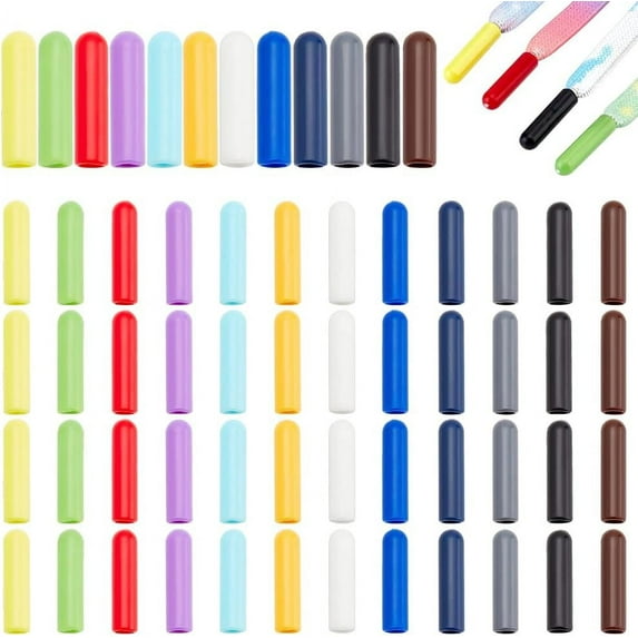 48pcs 12 Colors Shoelace Tips Plastic Shoelace Head Cord End Cap ...