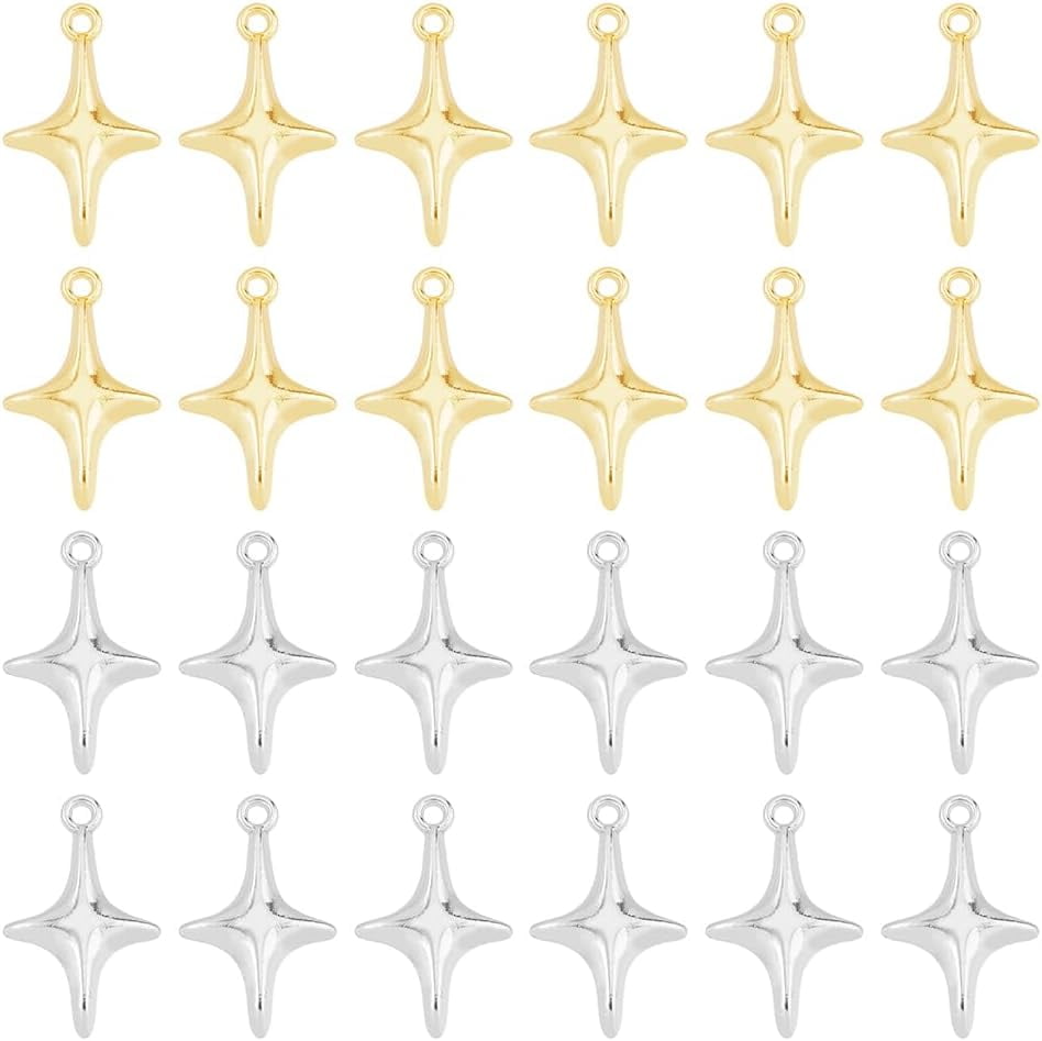 48pcs 2 Colors Star Pendant Mini Star Charms Small Star Shape Charm ...