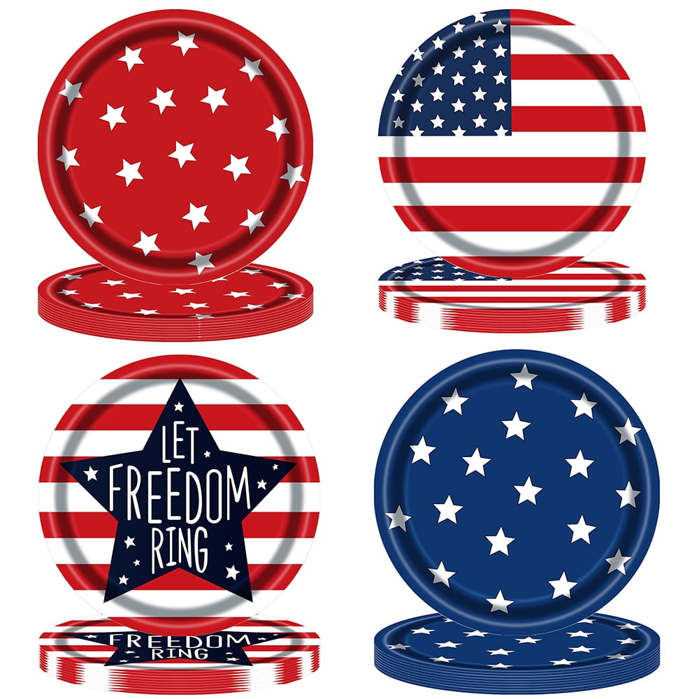 48pcs 4th of July Paper Plates, 7 Inch Patriotic Dessert Plates ...