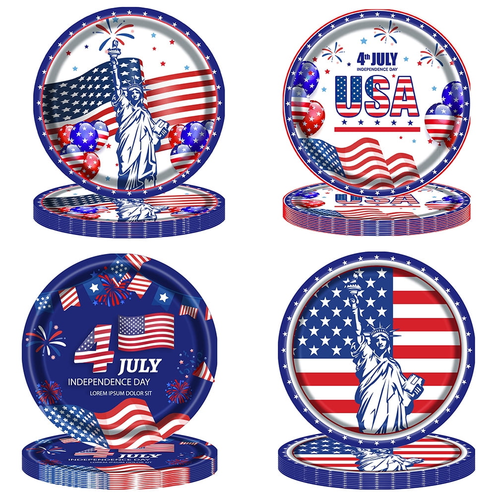 48pcs 4th of July Paper Plates, 7 Inch Patriotic Dessert Plates ...