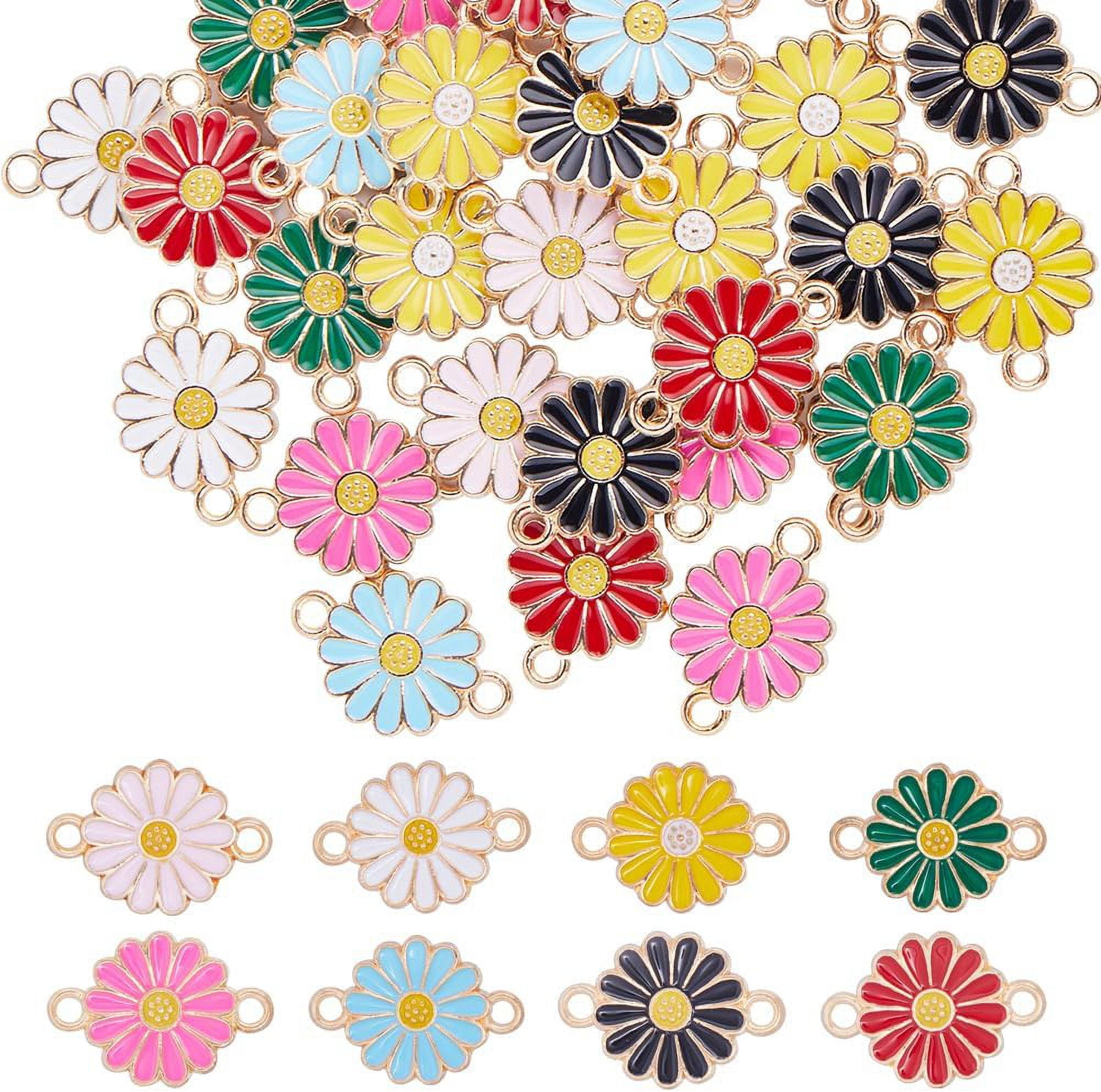 48pcs 8 colors Alloy Enamel Connector Charms Sunflower Links Light ...
