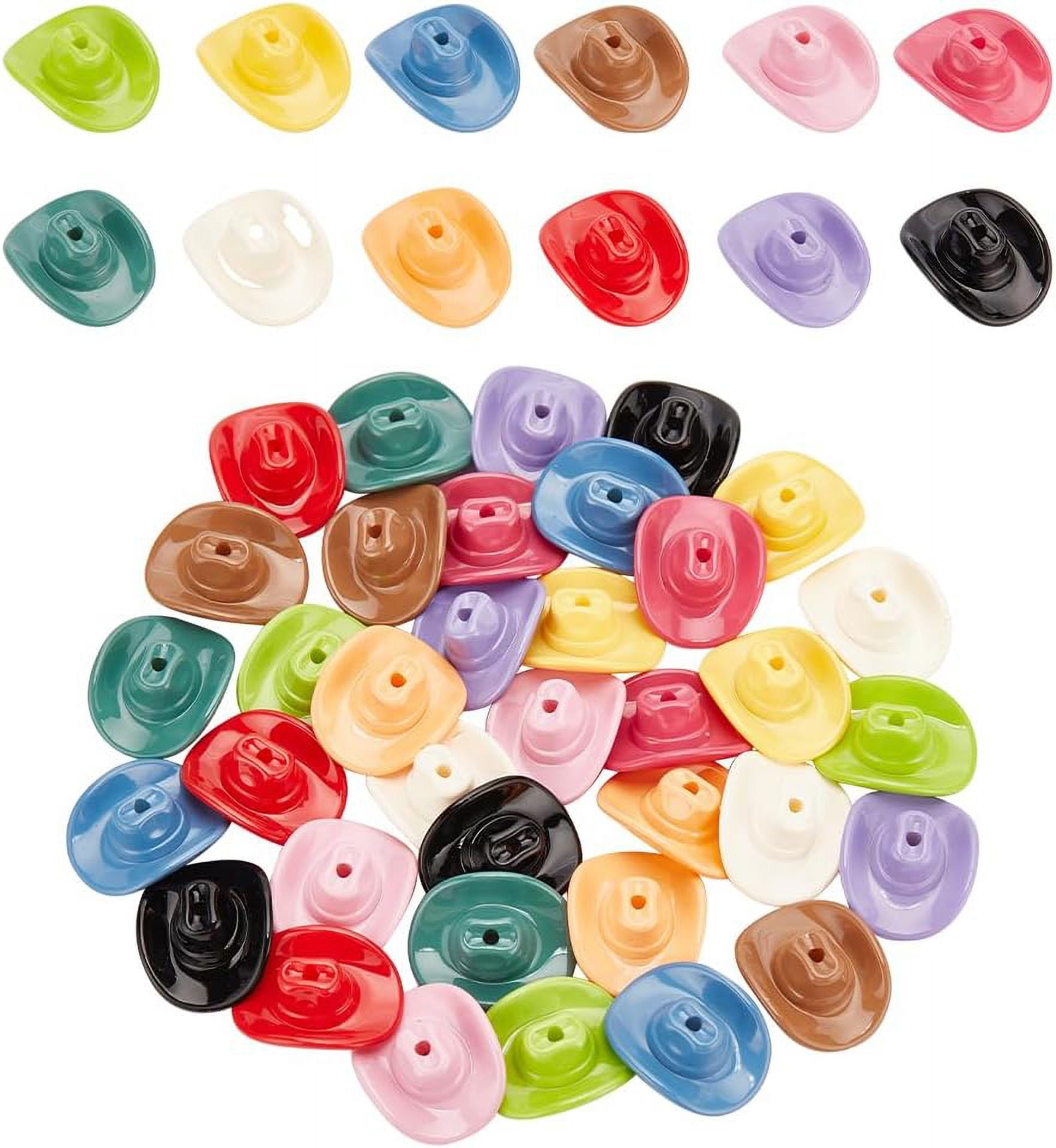 48pcs Acrylic Cowboy Hat Beads 12 Colors Mini Cowboy Hats Colorful ...