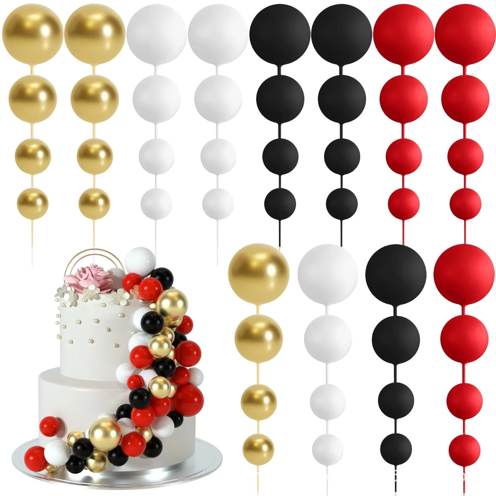 48pcs Ball Cake Boho Grass Cake Topper Ball Cake Insert Decoration for ...