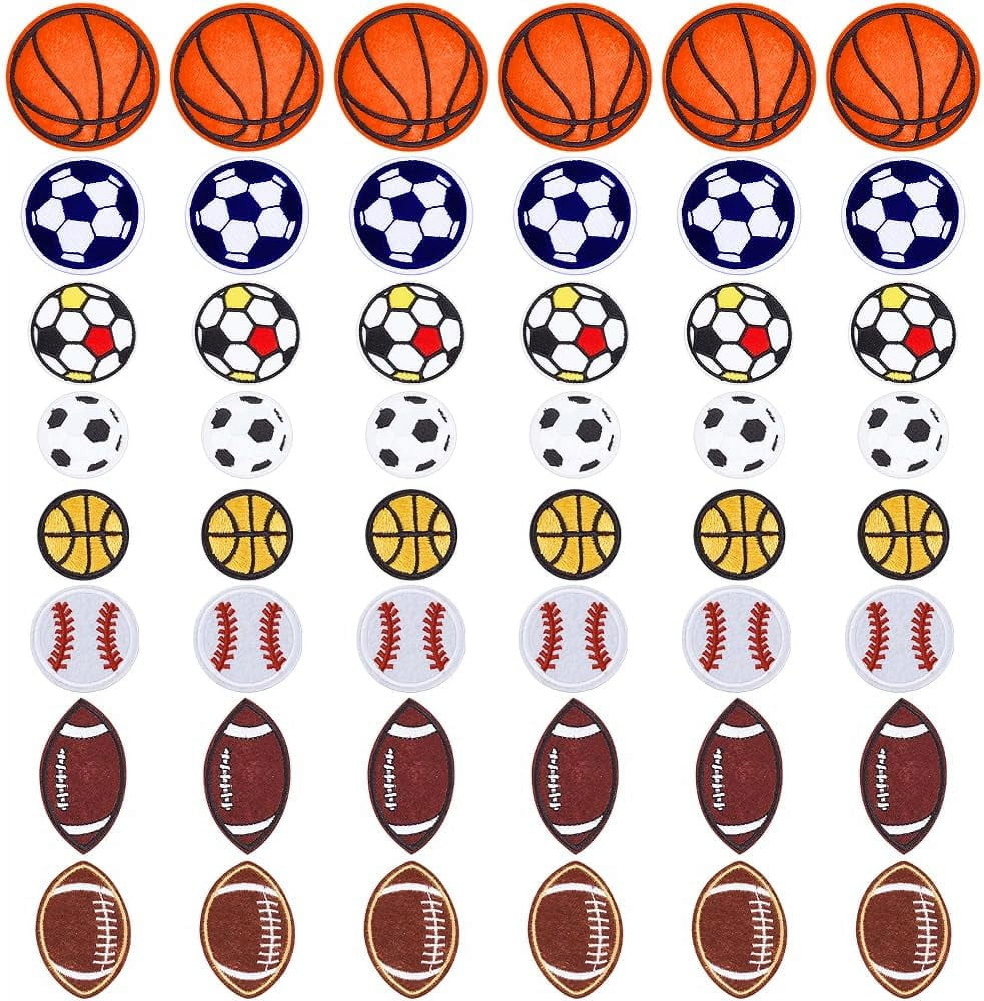 48pcs Ball Sports Iron On Patches 8 Styles Sew On Patches Polyester ...