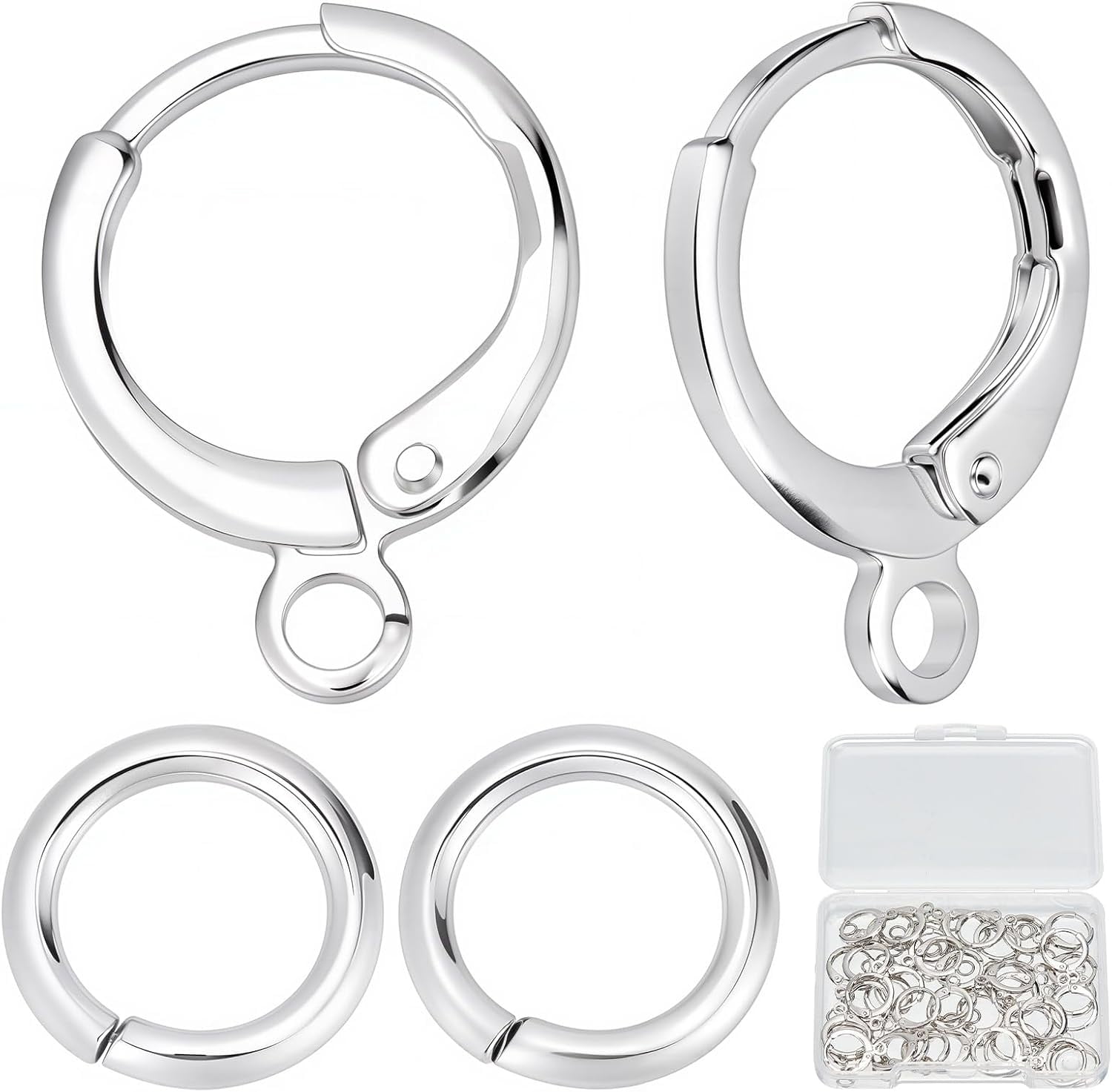 48pcs/Box Round Leverback French Earring Hooks Earrings Clasps Huggie ...