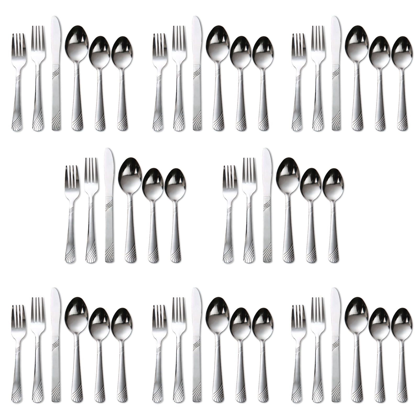 48pcs Christmas Silverware Set, Black & Silver Stainless Steel Flatware ...