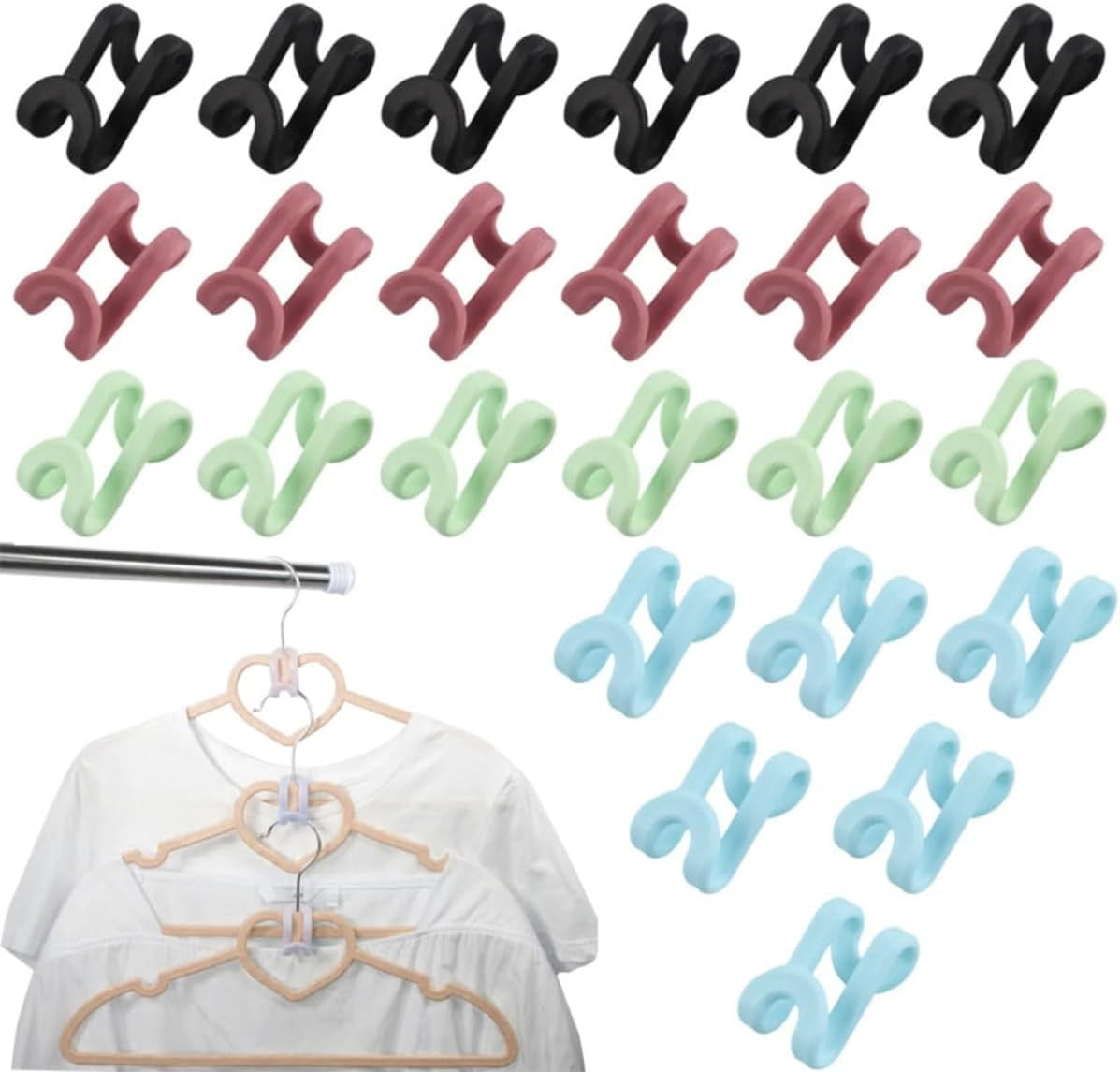 48pcs Colorful Clothes Hanger Connector Hooks - Heavy Duty Plastic ...