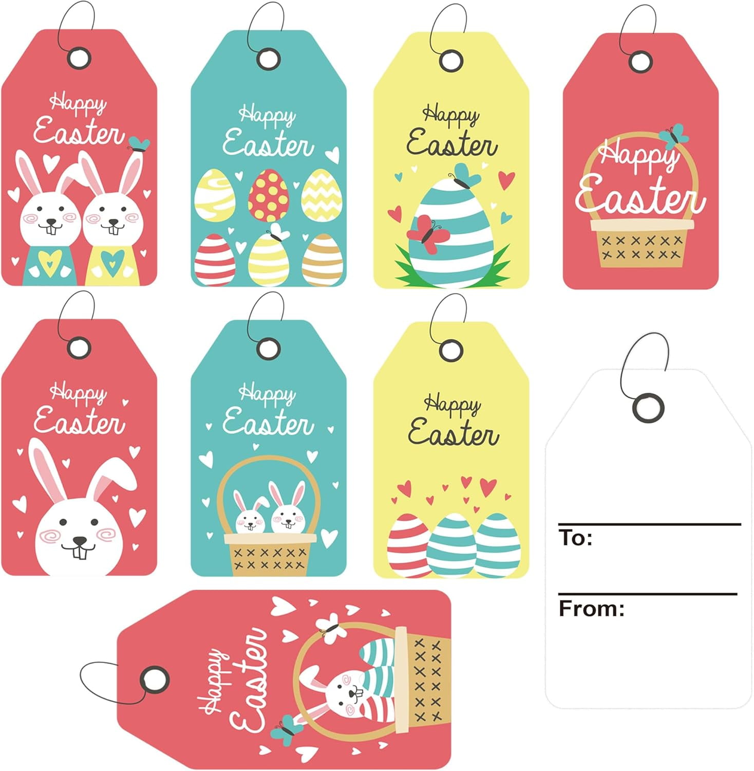 48pcs Easter Gift Tags with Twine – 2 x 3.5 Inches Decorative Tags with ...