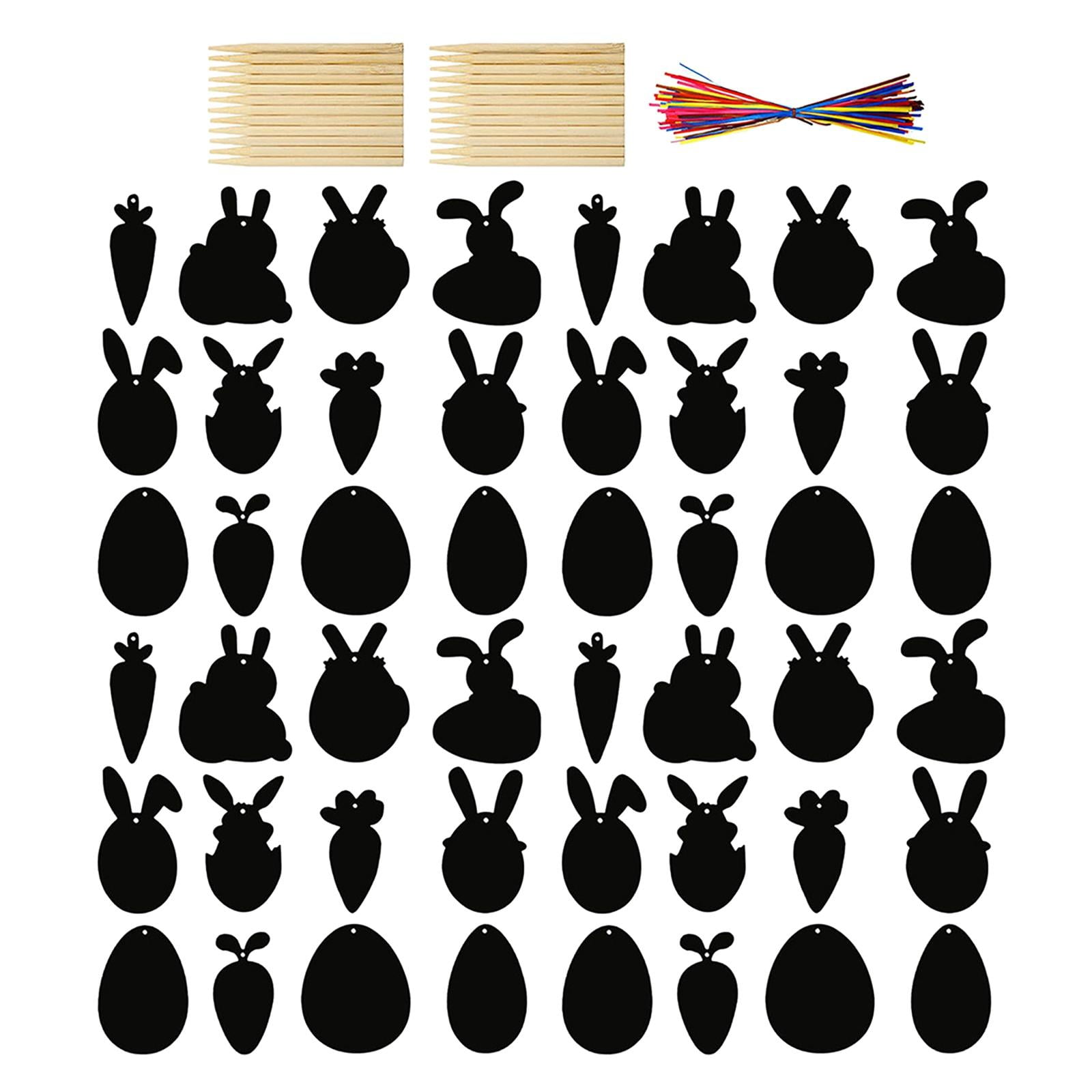 48pcs Easter art of scratch Paper Crafts, Easter Egg Bunny School ...