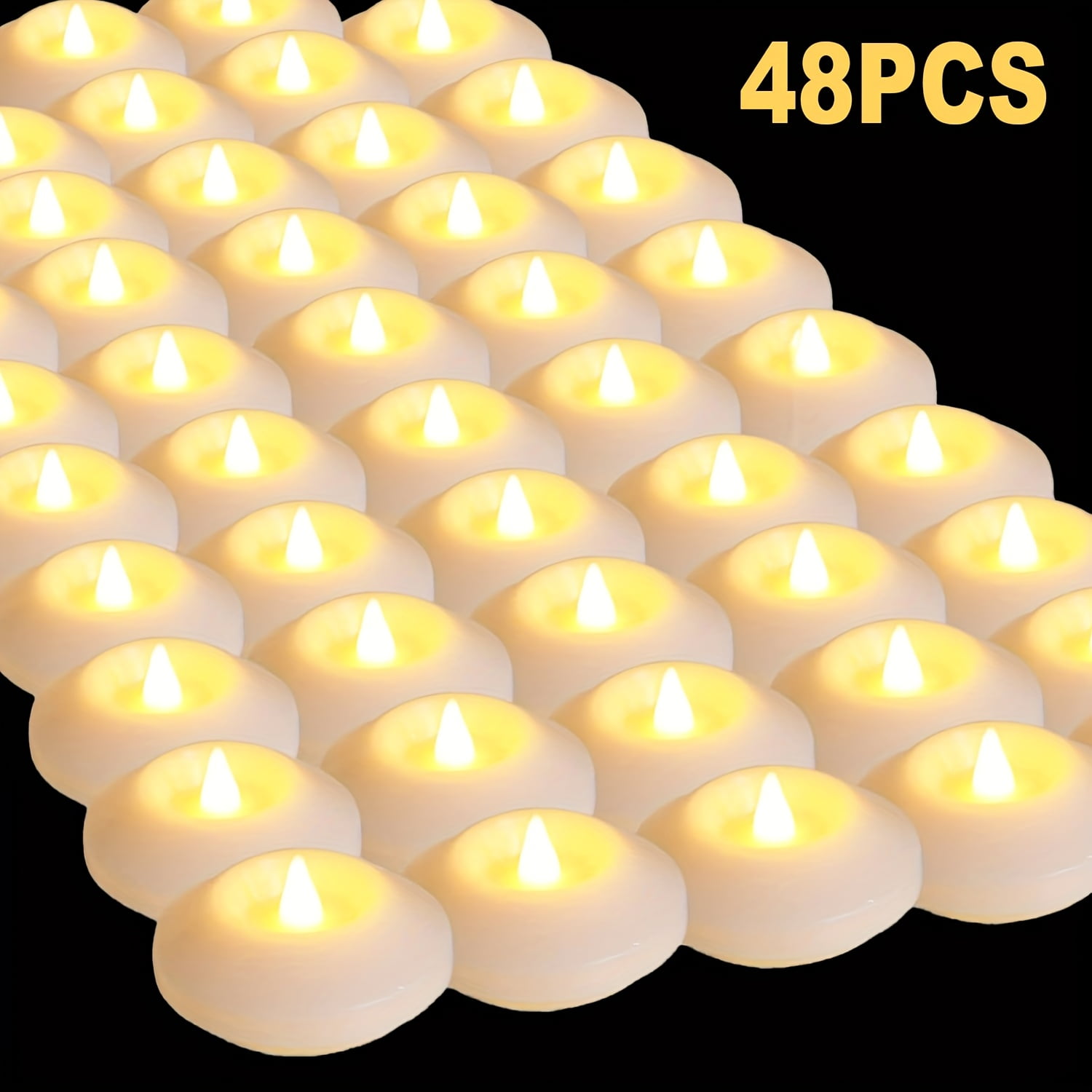 48pcs Flameless LED Floating Candle Set White, Battery Operated ...
