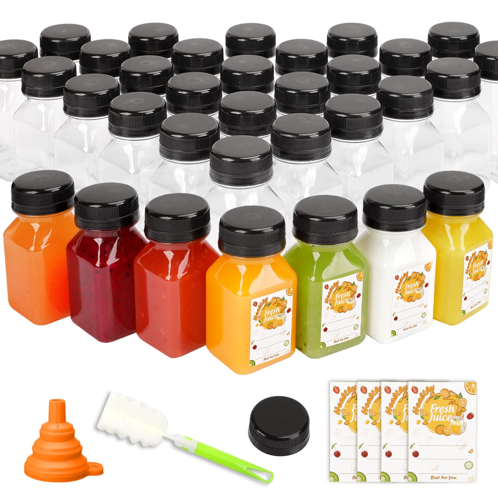 48pcs Juice Bottles, 4oz Plastic Bottles with Caps, 4oz Plastic ...